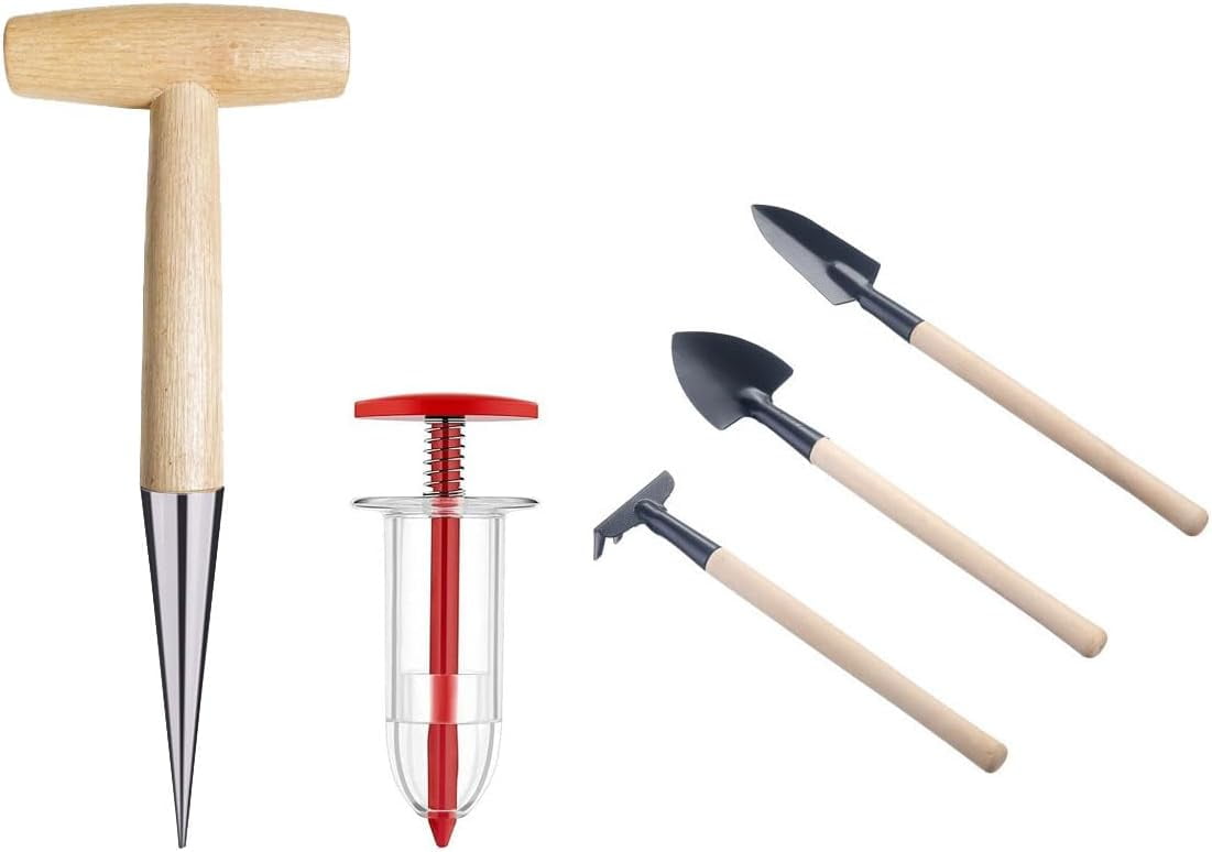 Wellsay 5 pieces garden tools set for gardening women weeding hoe rake ...