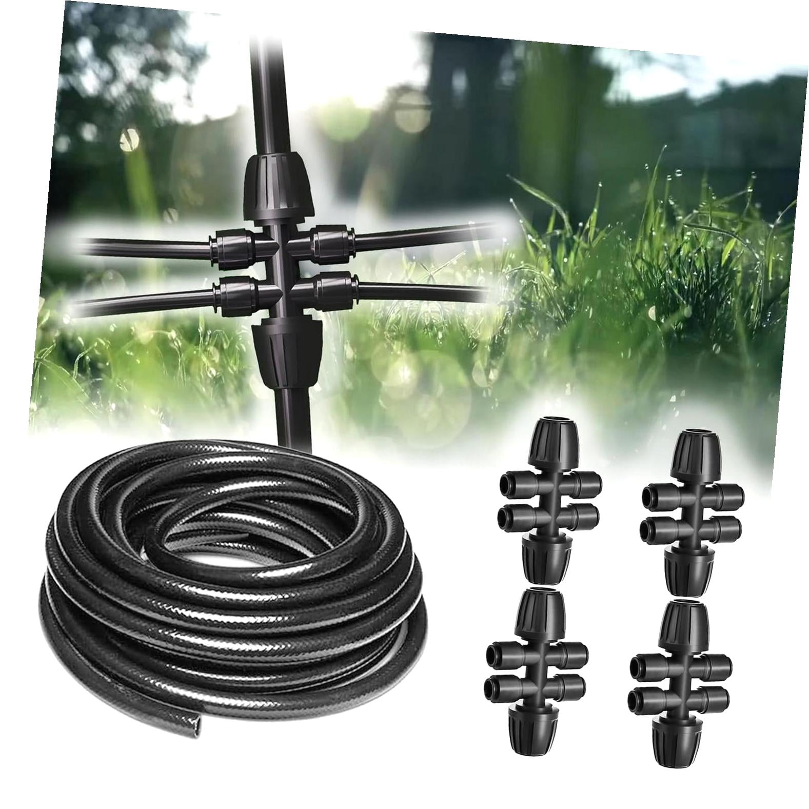 Wellsay 50 Foot (15 m) 1/2 Inch Drip Hose with 4pack 6 Way Connector ...