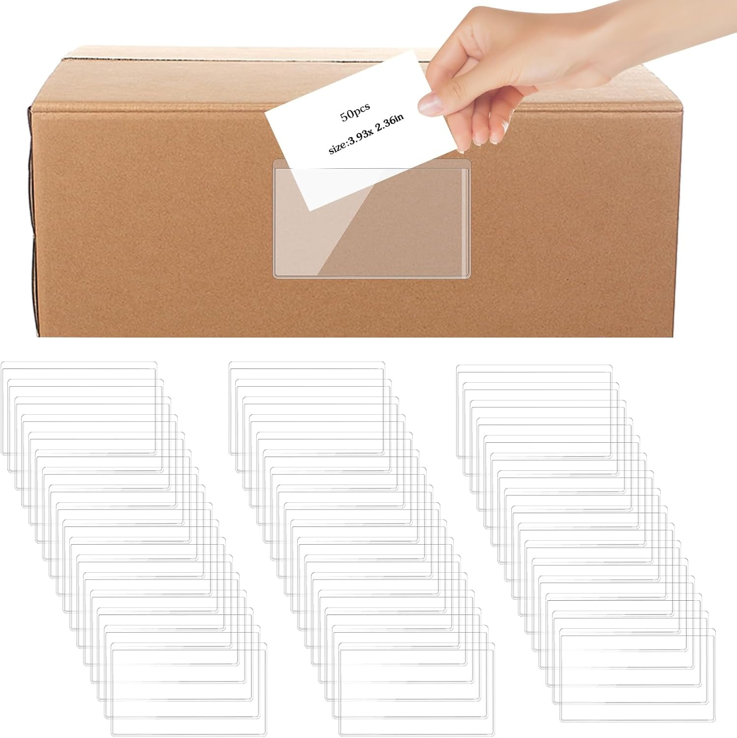 Wellsay 50 Pack Clear Adhesive Pockets S Adhesive Index Card Pockets ...