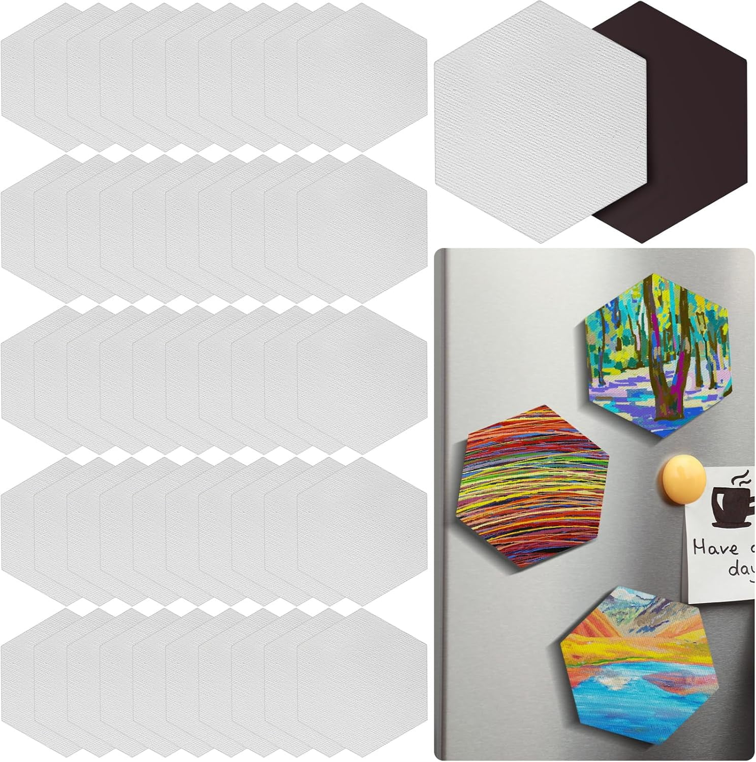 Wellsay 50 Pcs Magnetic Painting Canvas Panel Mini Canvas Boards for ...