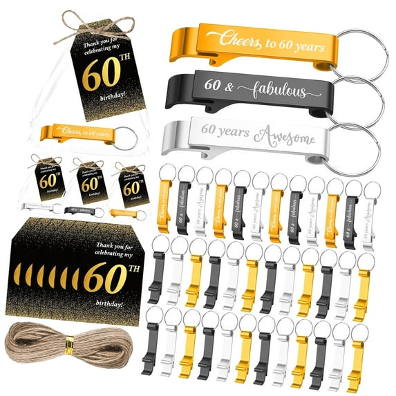 Wellsay 50 Sets 60th Birthday for Guests Birthday Opener Keychain ...