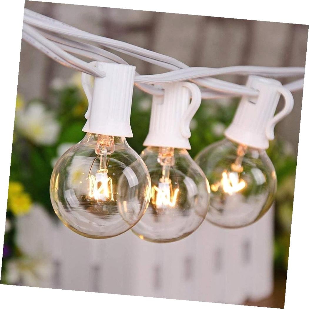 Wellsay 50FT White String Lights with 20 Clear Bulbs, G40 Globe String ...
