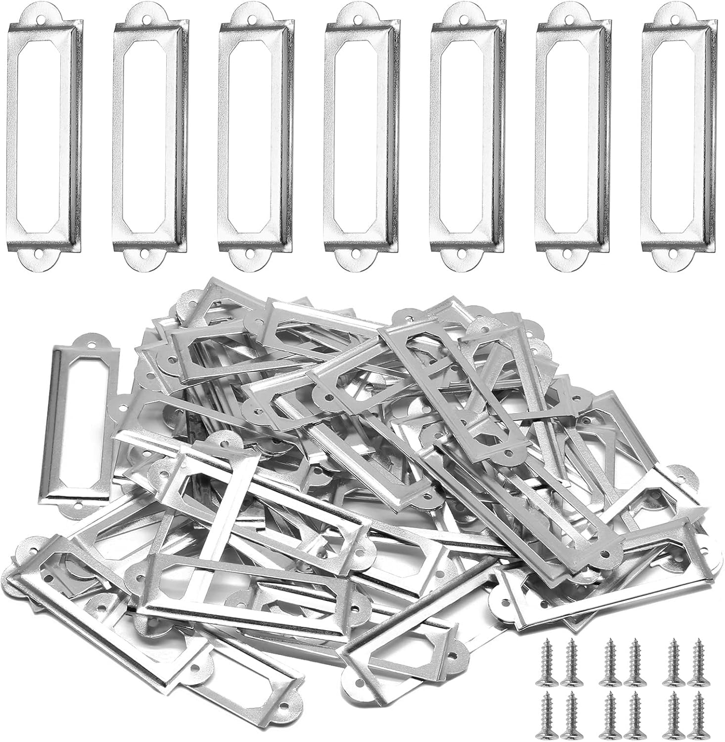 Wellsay 50Pcs Metal Library Label Holders, File Cabinet Label with ...
