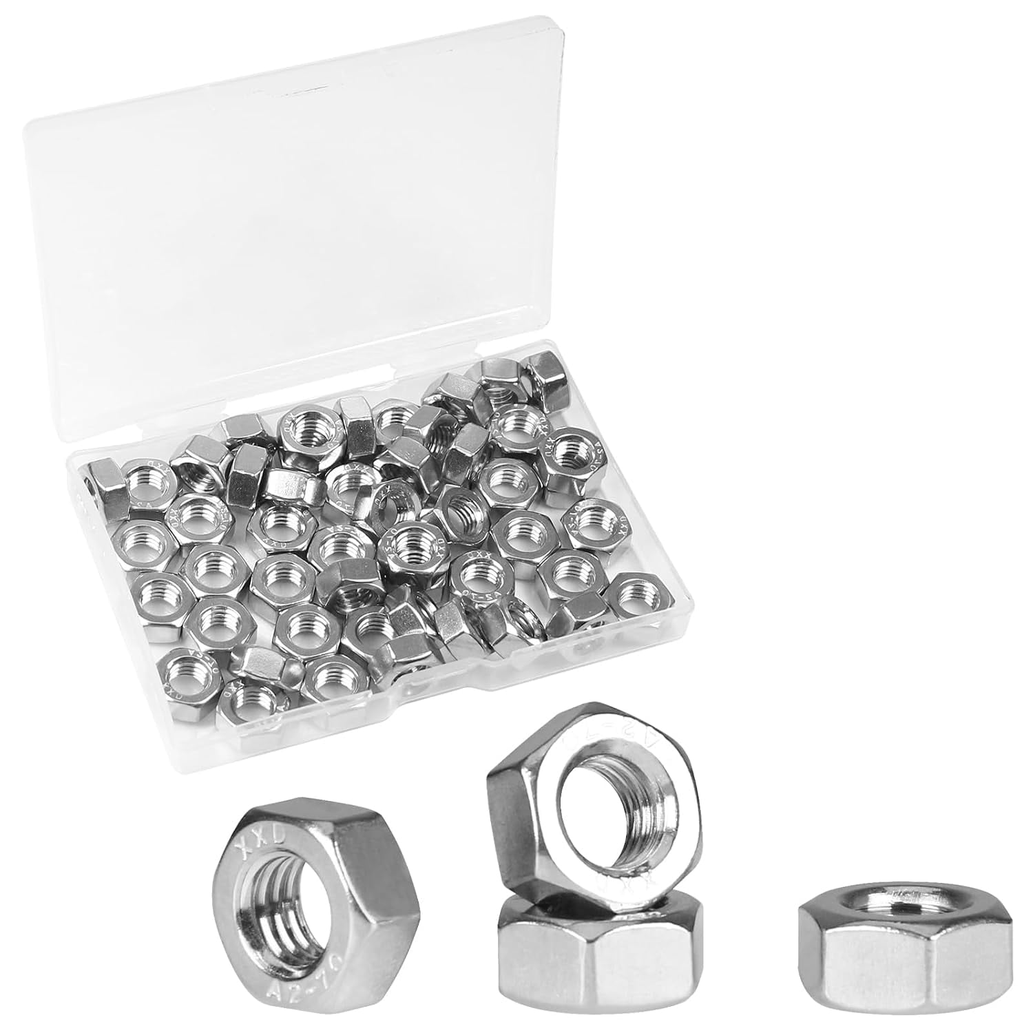 Wellsay 50pcs M8-1.25 Hex Nut, 304 Stainless Steel Nuts,M8x1.25mm Hex ...