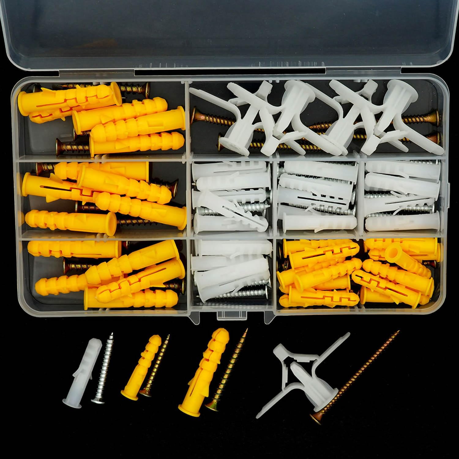 Wellsay 54-Piece （4 Types）Assorted Expansion Bolts & Countersunk Screws ...