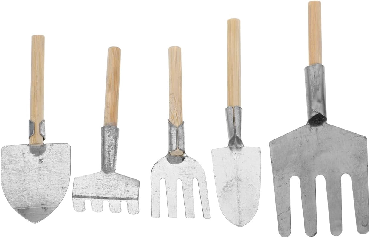 Wellsay 5Pcs Mini Garden Tools Miniature Zen Garden Ra Grass Rake ...