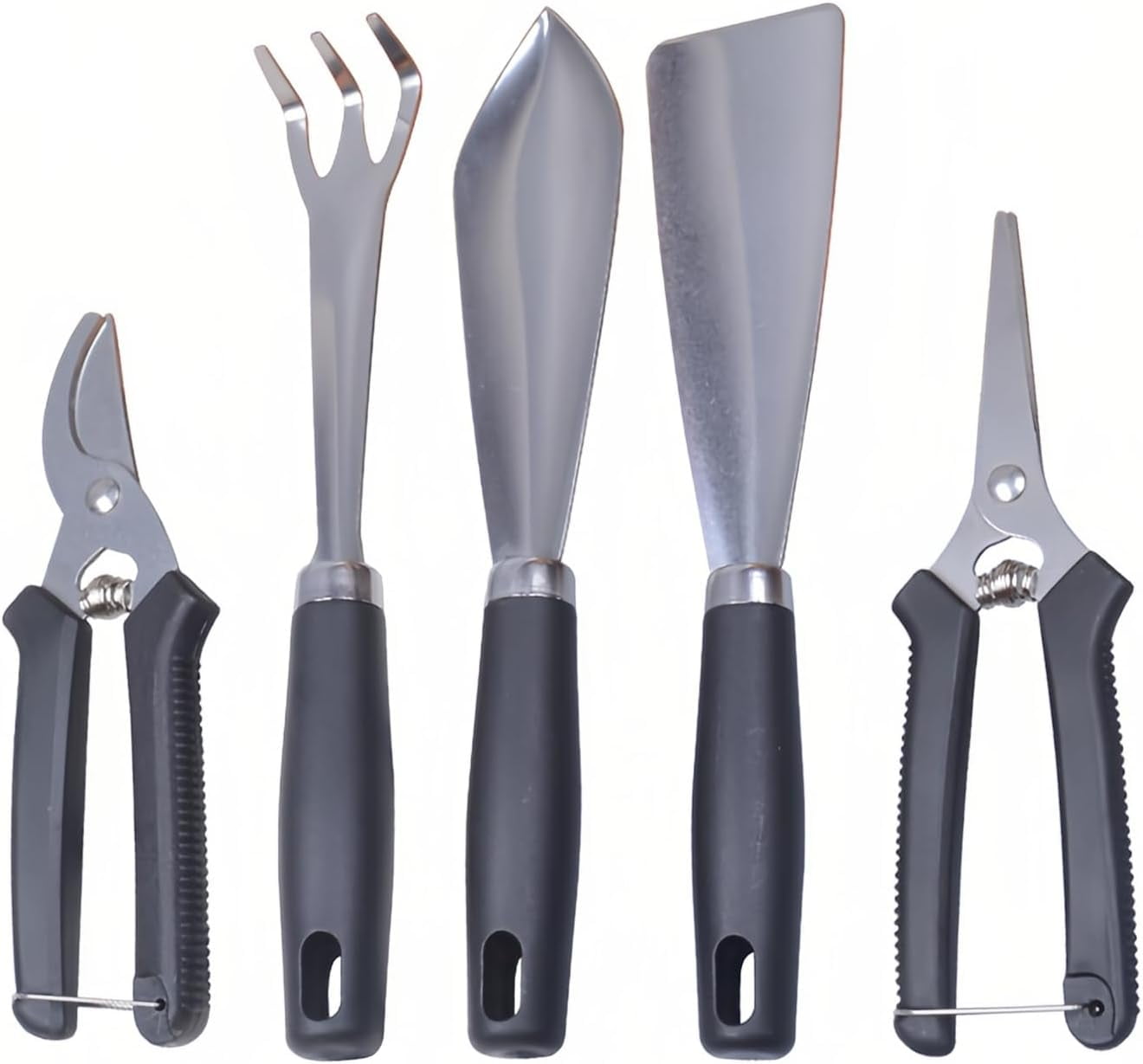 Wellsay 5Pcs Stainless Steel Garden Tool Set – Heavy Duty Transplanter ...