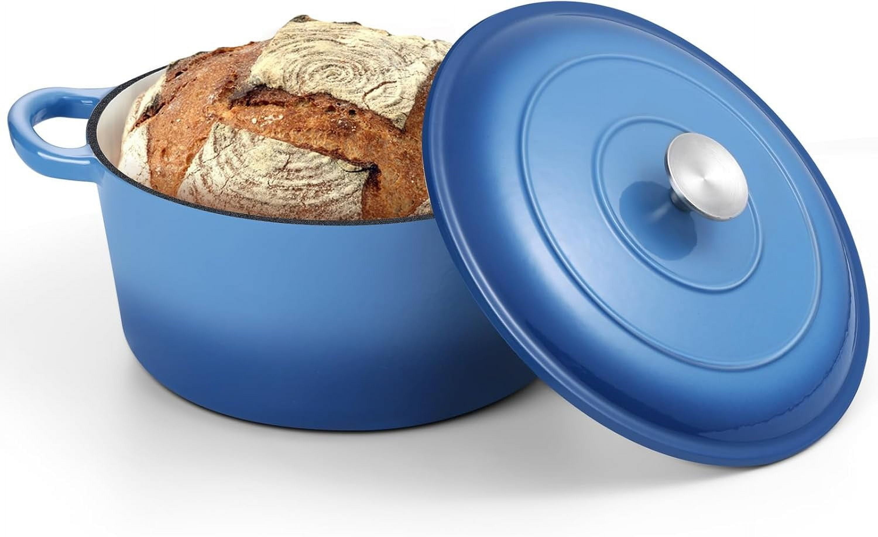 Wellsay 5Qt Dutch Oven, Enameled Cast Iron Dutch Oven with Lid & Dual ...