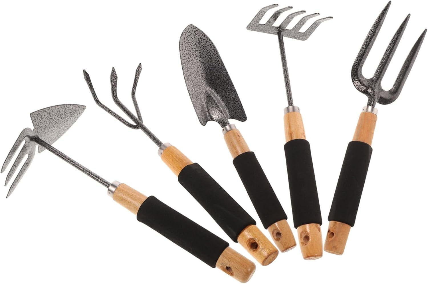 Wellsay 5pc Set Ergonomic Hand Rake Gardening Tools Storage Rack ...