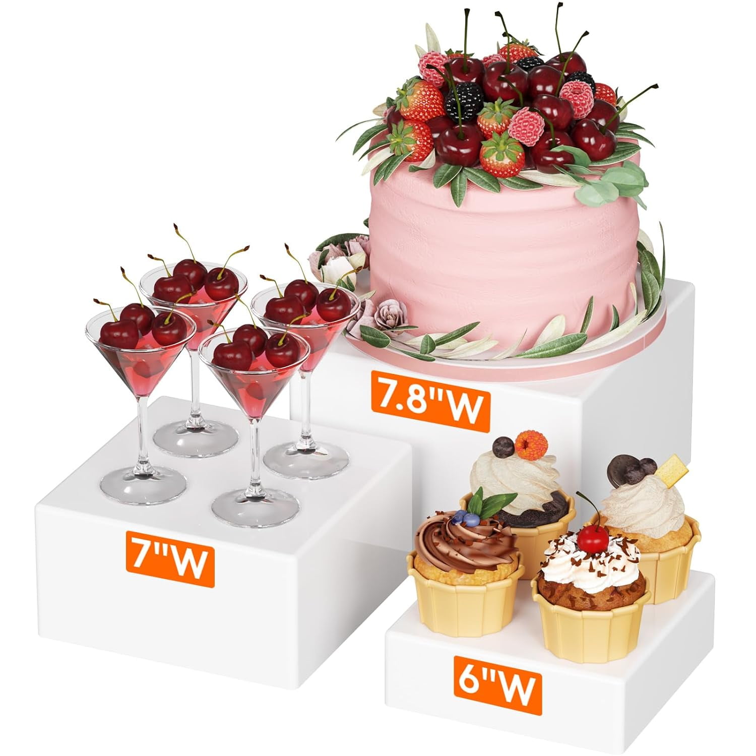 Wellsay 6", 7", 7.8" Buffet Risers and Stands, Food Risers for Buffet ...