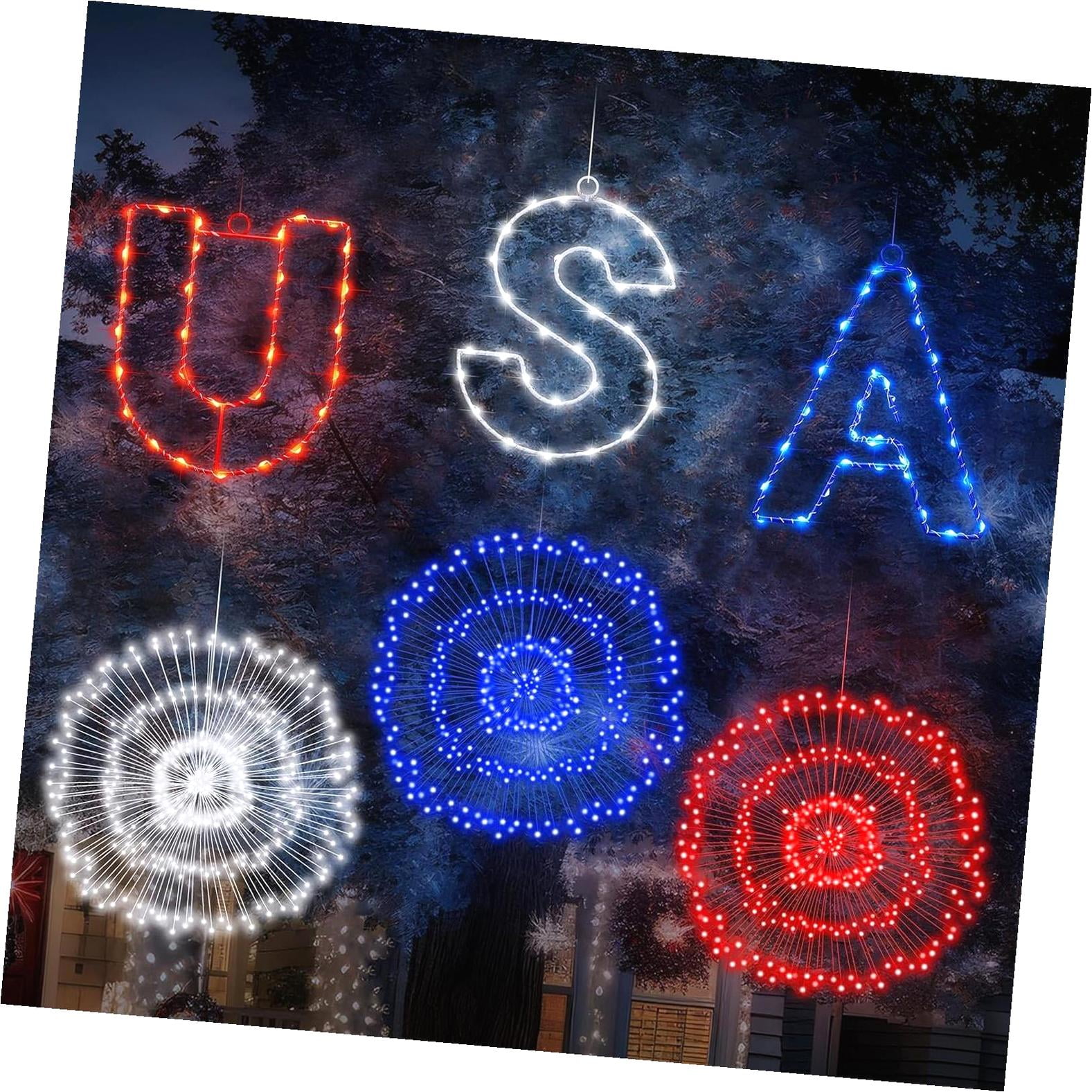 Wellsay 6 Pack 4th of July Decorations, Patriotic Firework and USA ...