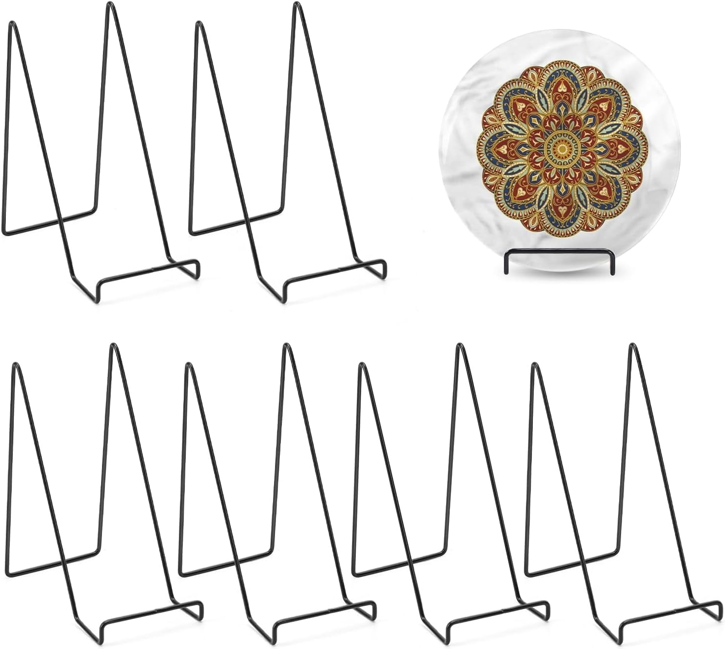 Wellsay 6 Pack 8 Inch Plate Stands for Display,Book Display Stand,Black ...
