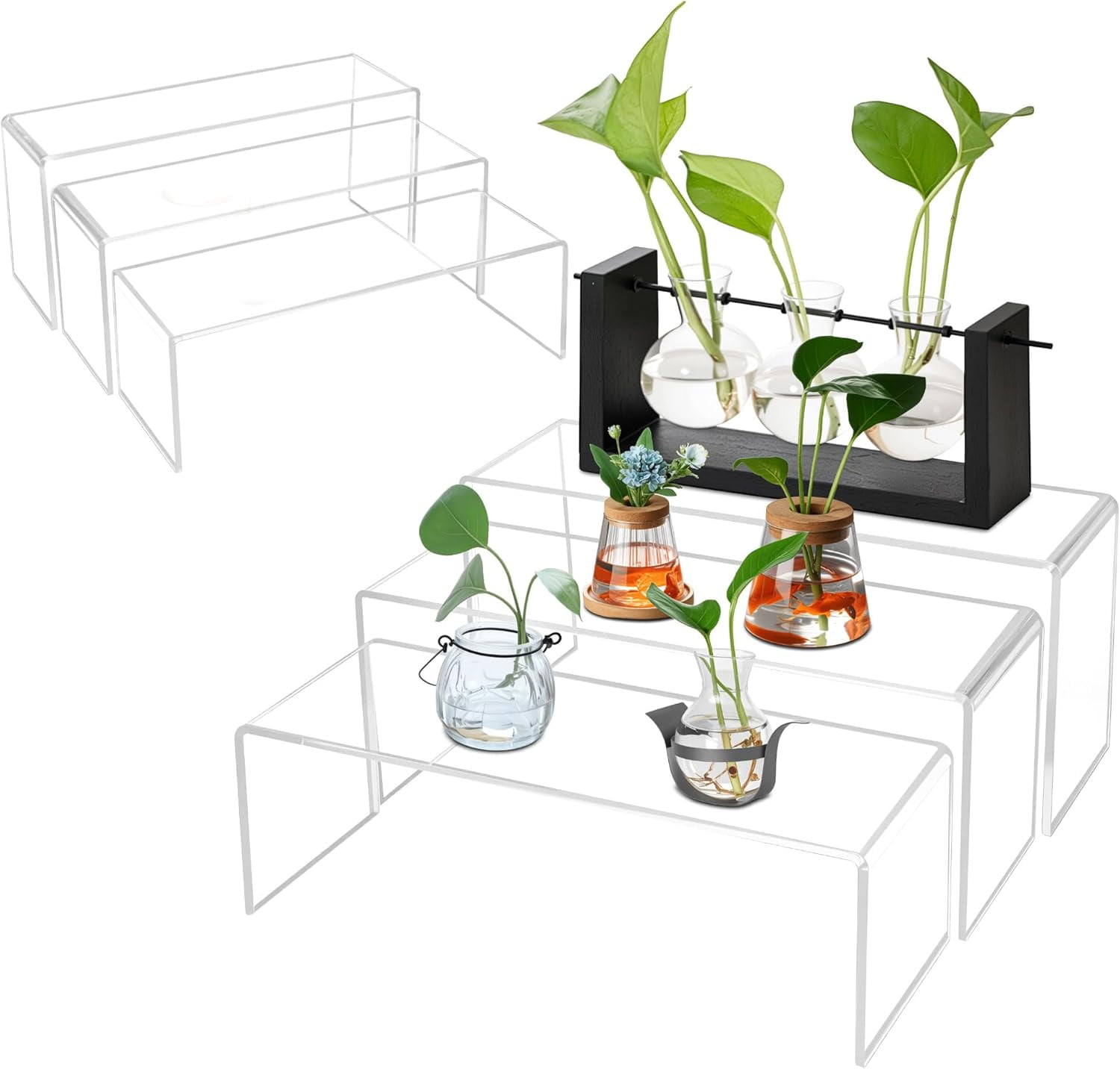 Wellsay 6 Pcs 13" Large Acrylic Display Stands, Stackable Clear Acrylic ...