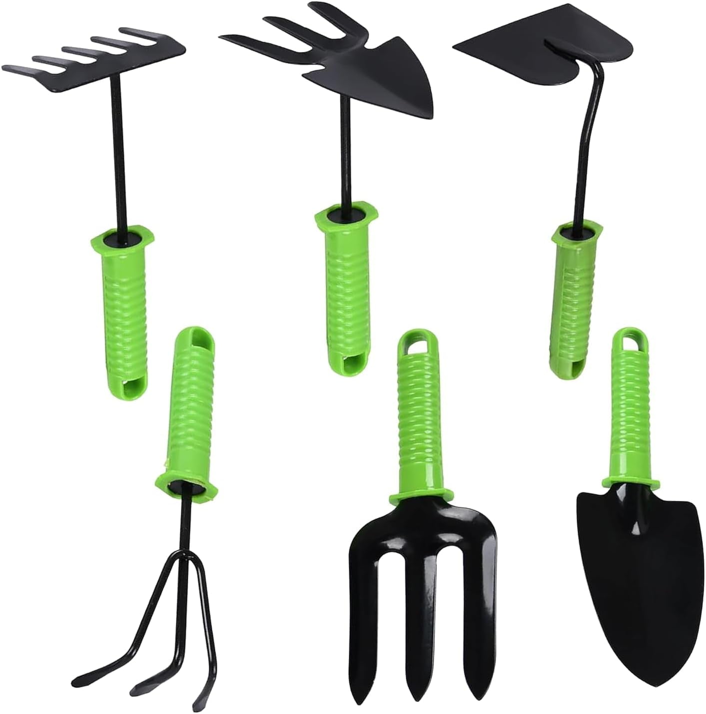 Wellsay 6 Pcs Garden Tools Set (Hand , Trowel, 3 Tooth Rake Cultivator ...