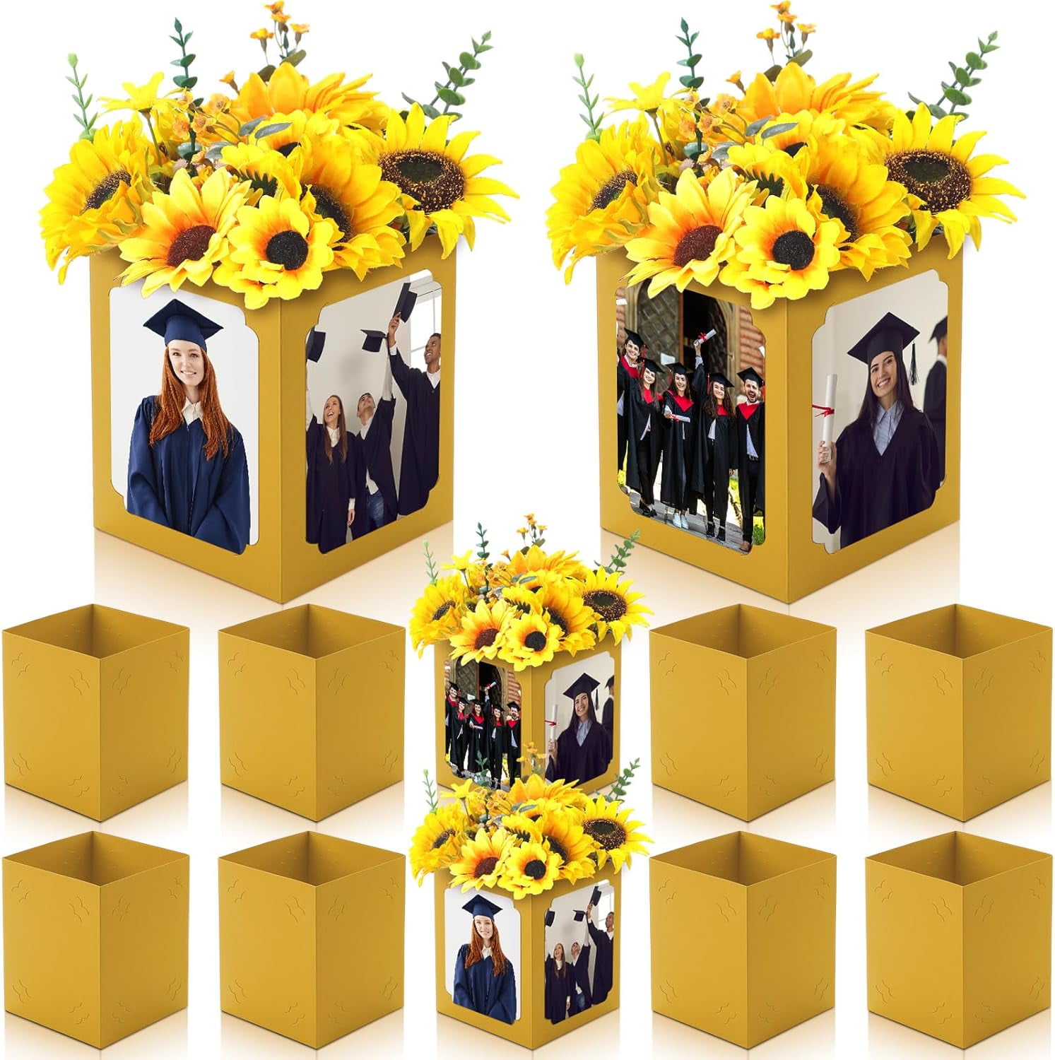 Wellsay 6 Pcs Graduation Table Centerpieces Box 6/7 Inch Picture ...