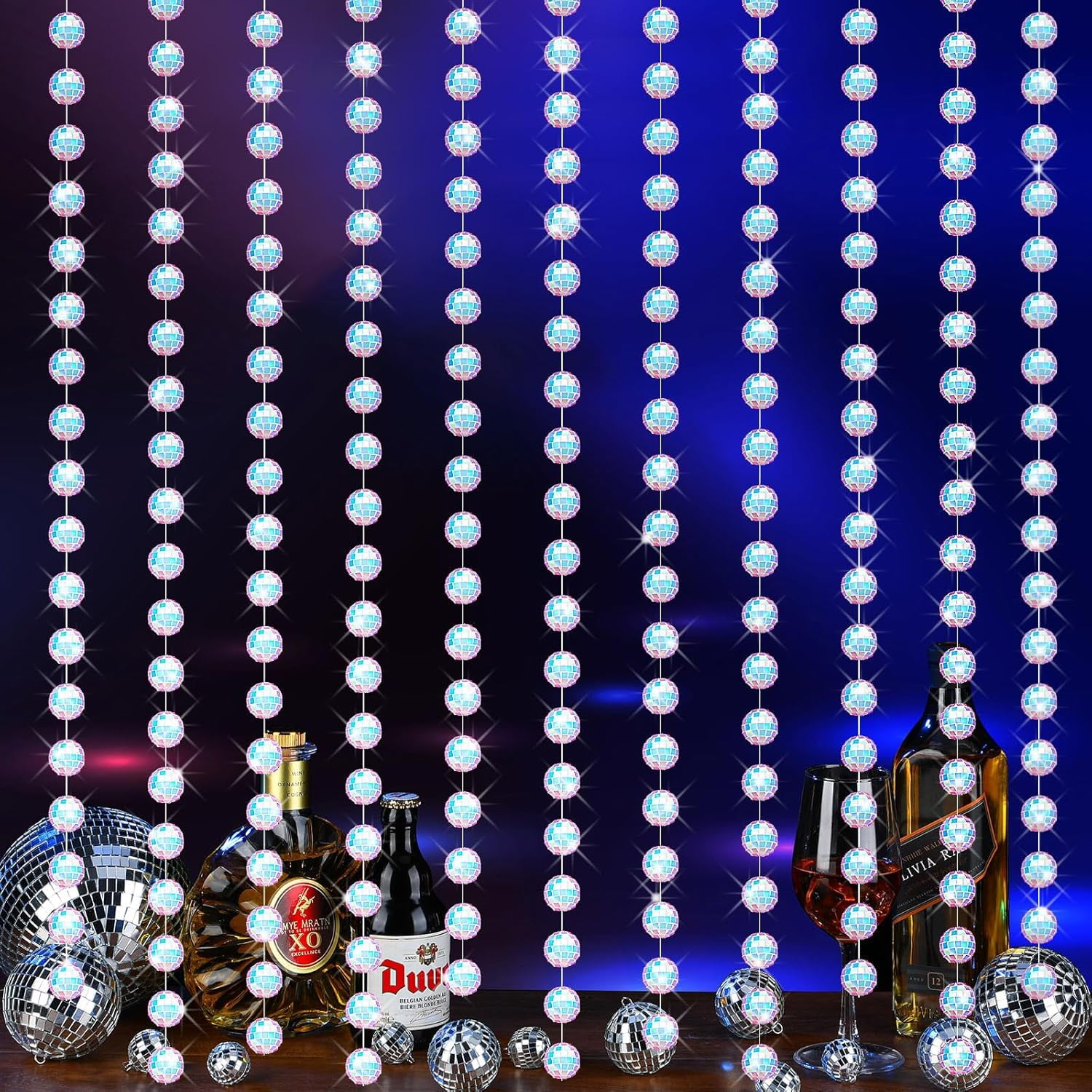 Wellsay 6 Pcs r Disco Ball Beaded Curtain Hanging Mini Rective 70s 80s ...