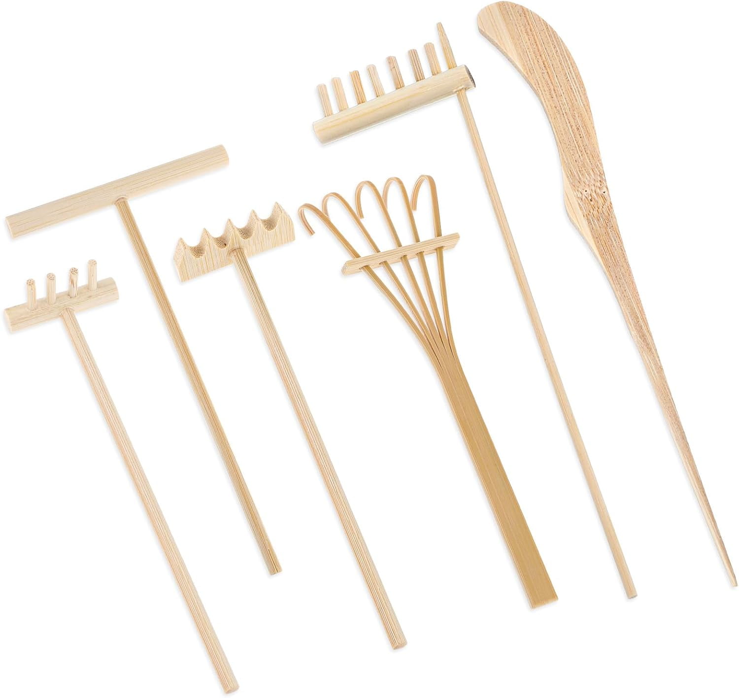 Wellsay 6 Piece Mini Zen Garden Rake Tools, Miniature Tabletop Rock ...