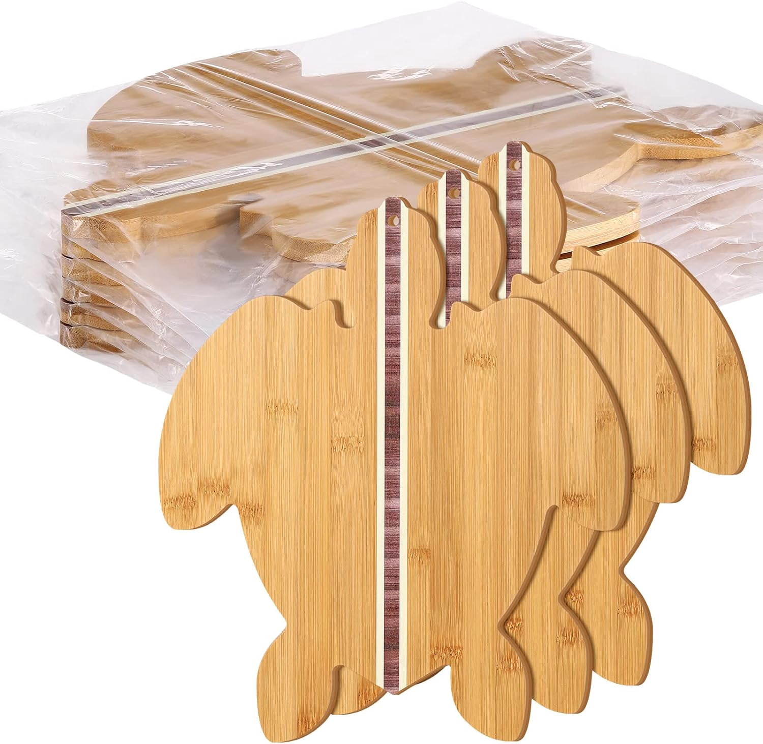 Wellsay 6 Pieces Bamboo Sea Turtle Shaped Cutting Board 14 x 12 x 0.4 ...