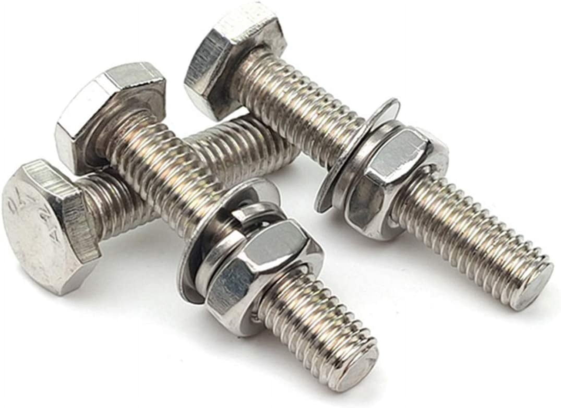 Wellsay (6 Sets) 5/16-18x4 Stainless Steel Hex Head Screws Bolts, Nuts ...