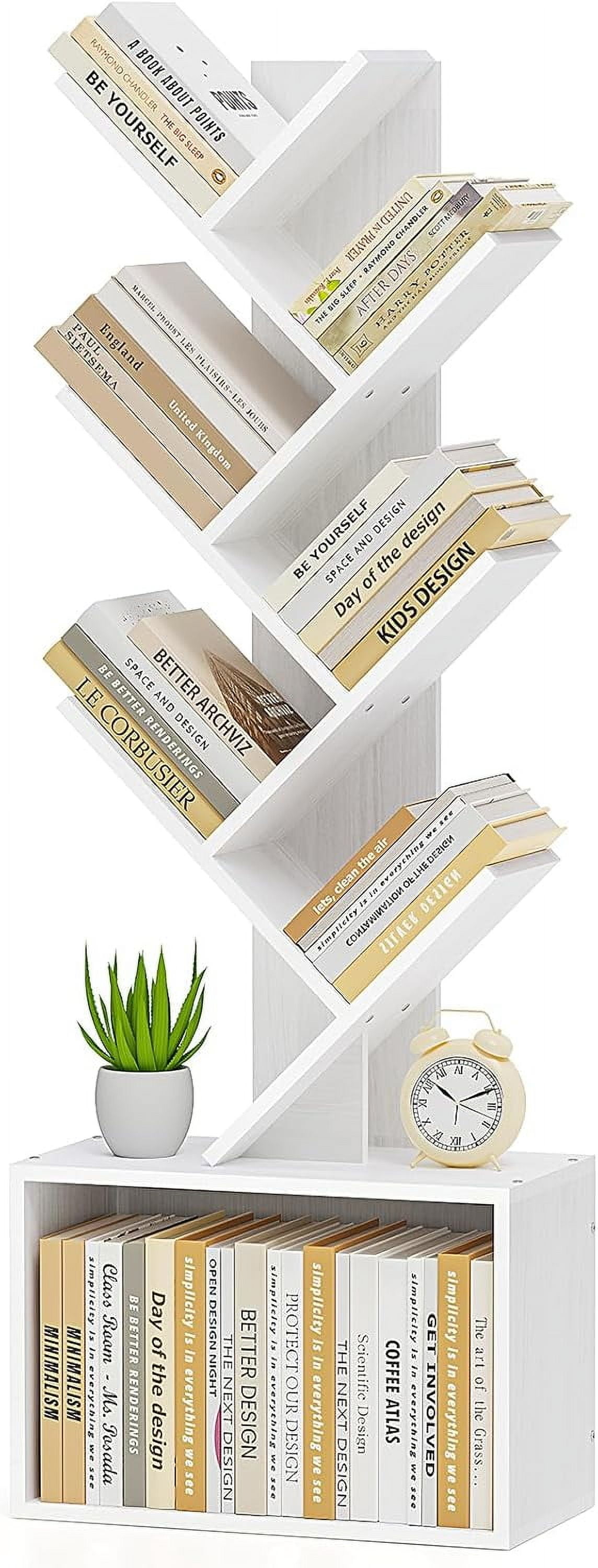 Wellsay 6 Tier Tree Bookshelf, Sturdy Retro Floor Standing Wood ...