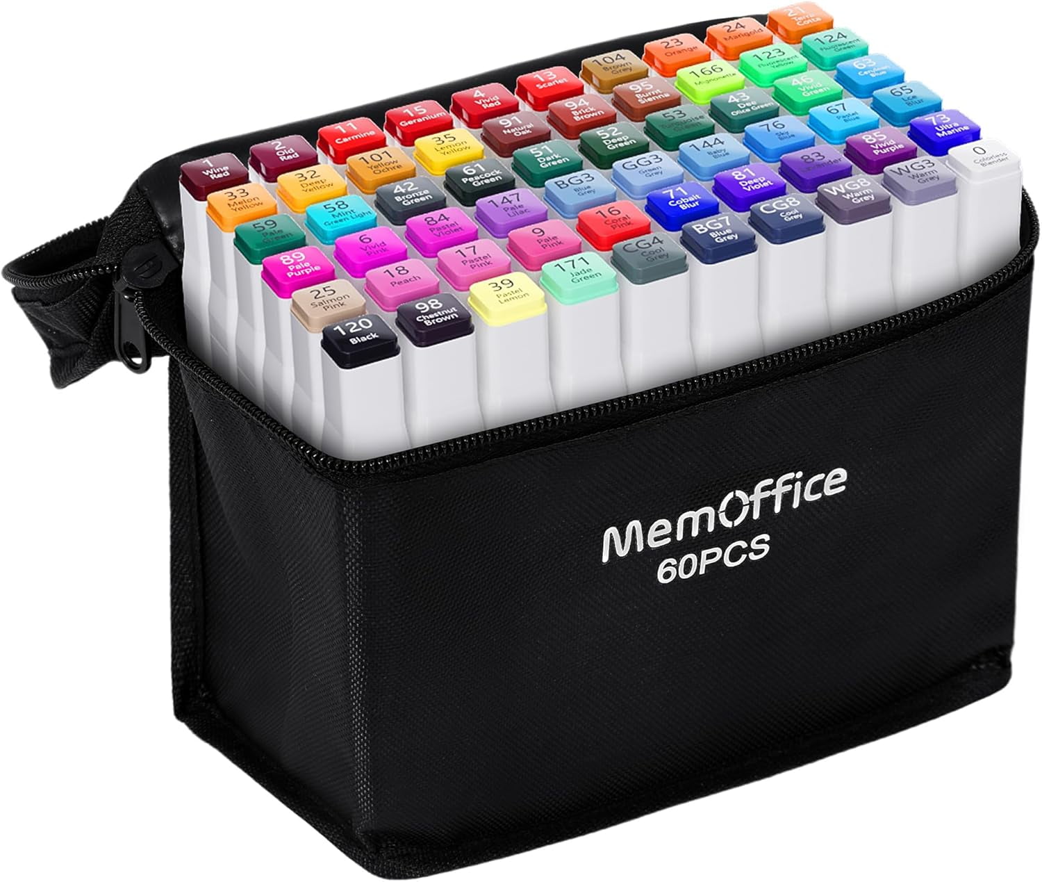 Wellsay 60 Colors Dual Tip Artist Alcohol Mers Set with Carrying Case ...