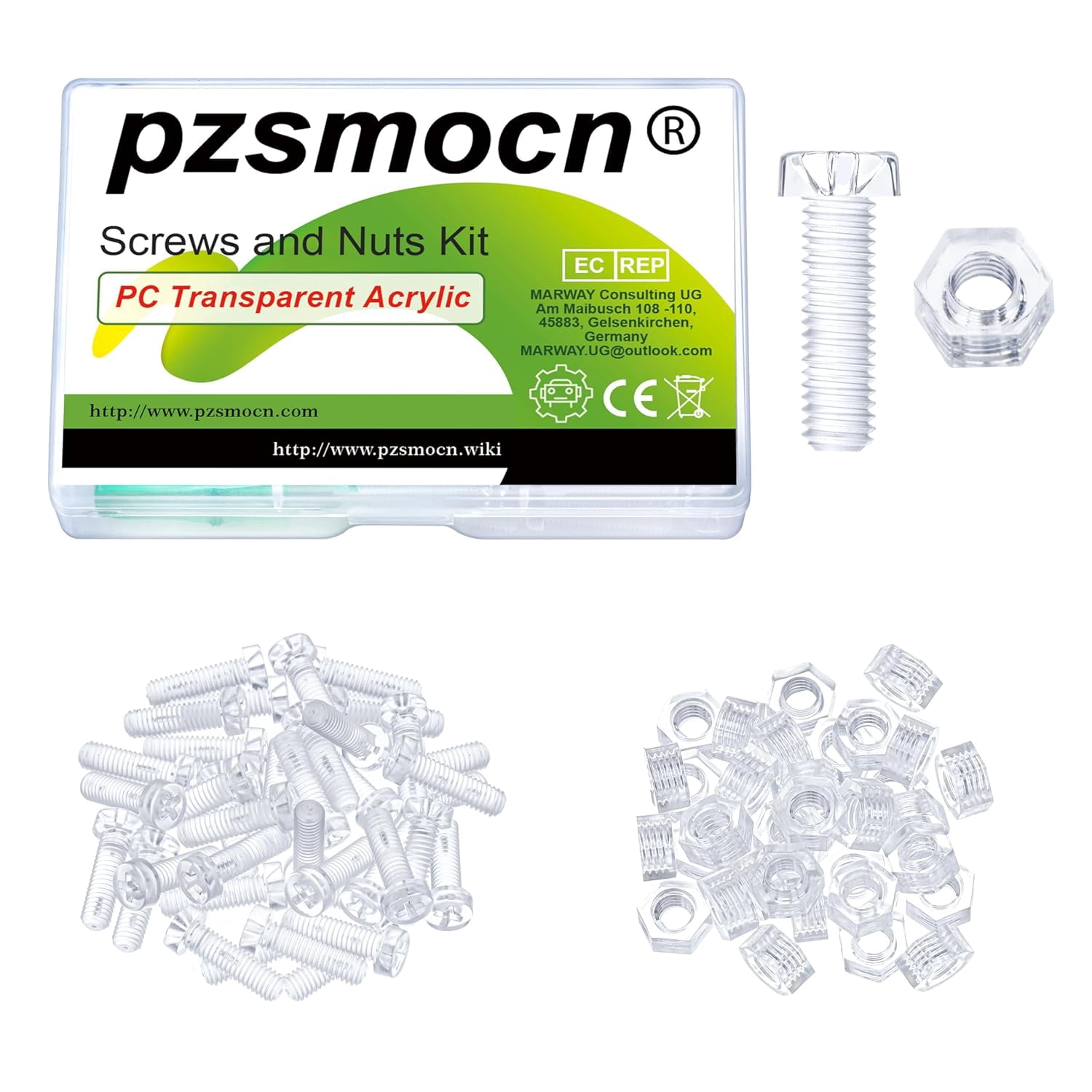 Wellsay 60 Pieces/30 Sets M6*20 mm PC Transparent Plastic Cross ...