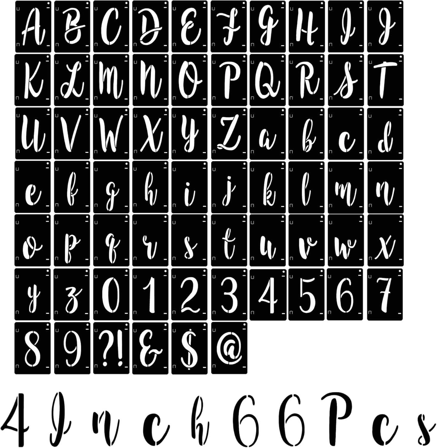 Wellsay 66 Pcs Letter Stencils ReusableTemplates Symbol Numbers ...