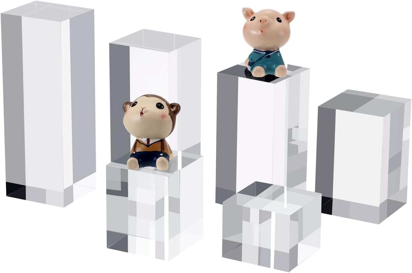 Wellsay 6Pcs Clear Acrylic Cube Display Risers Stands, Square Polished ...