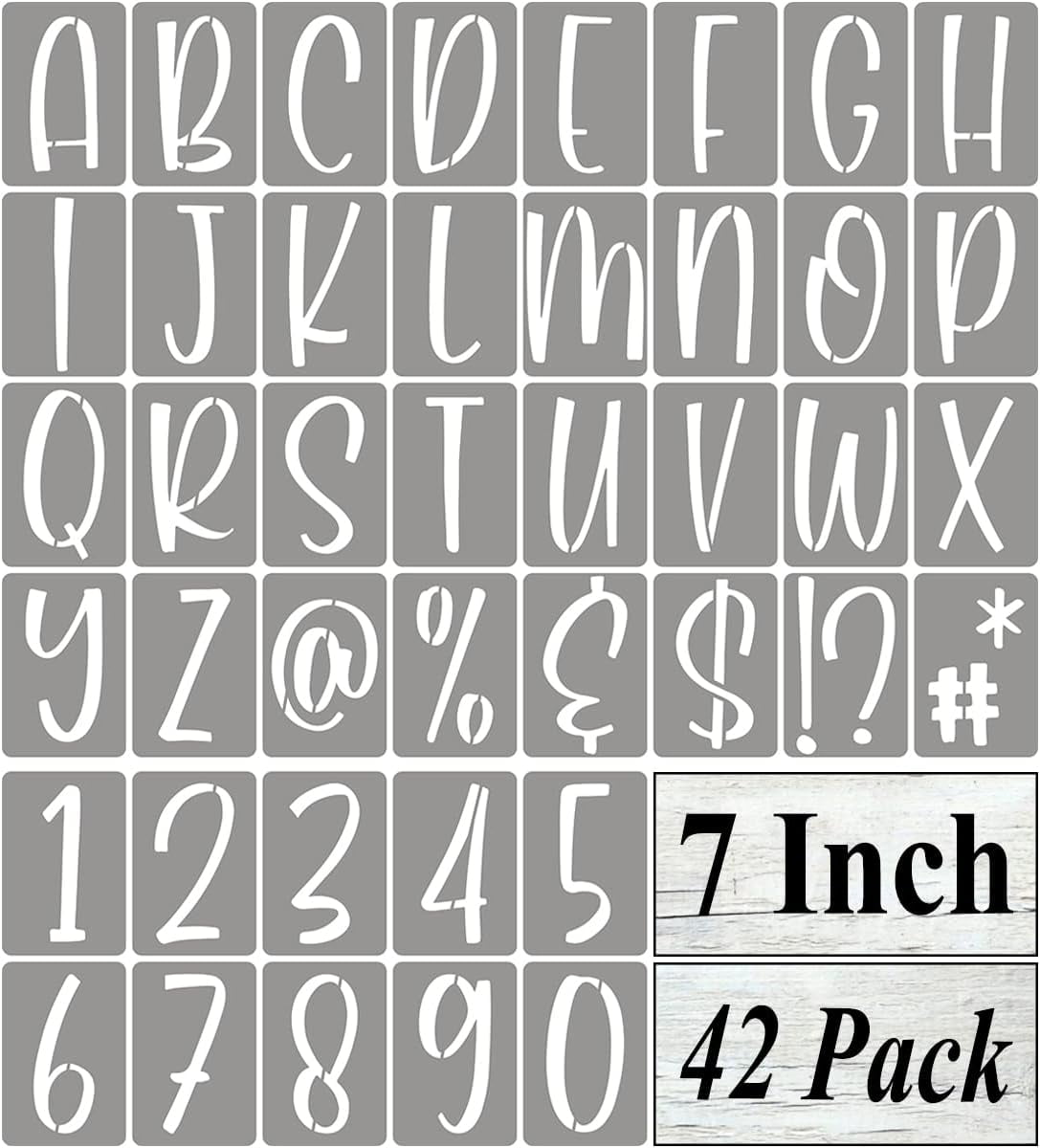 Wellsay 7 Inch Alphabet Letter Stencils for Painting - 42 Pack Letter ...