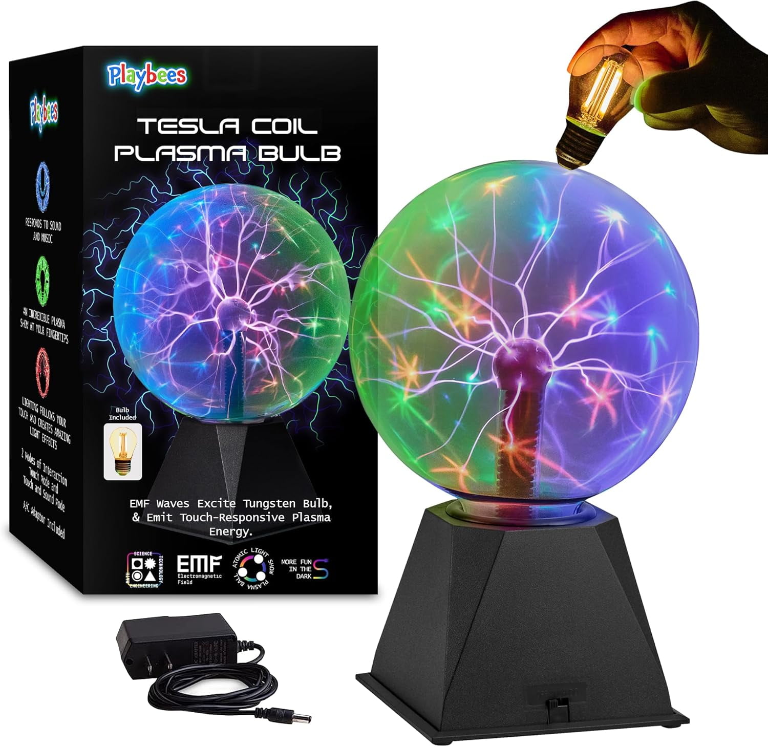 Wellsay 7-Inch Colorful Plasma Ball \u2013 Tesla Coil Globe with ...