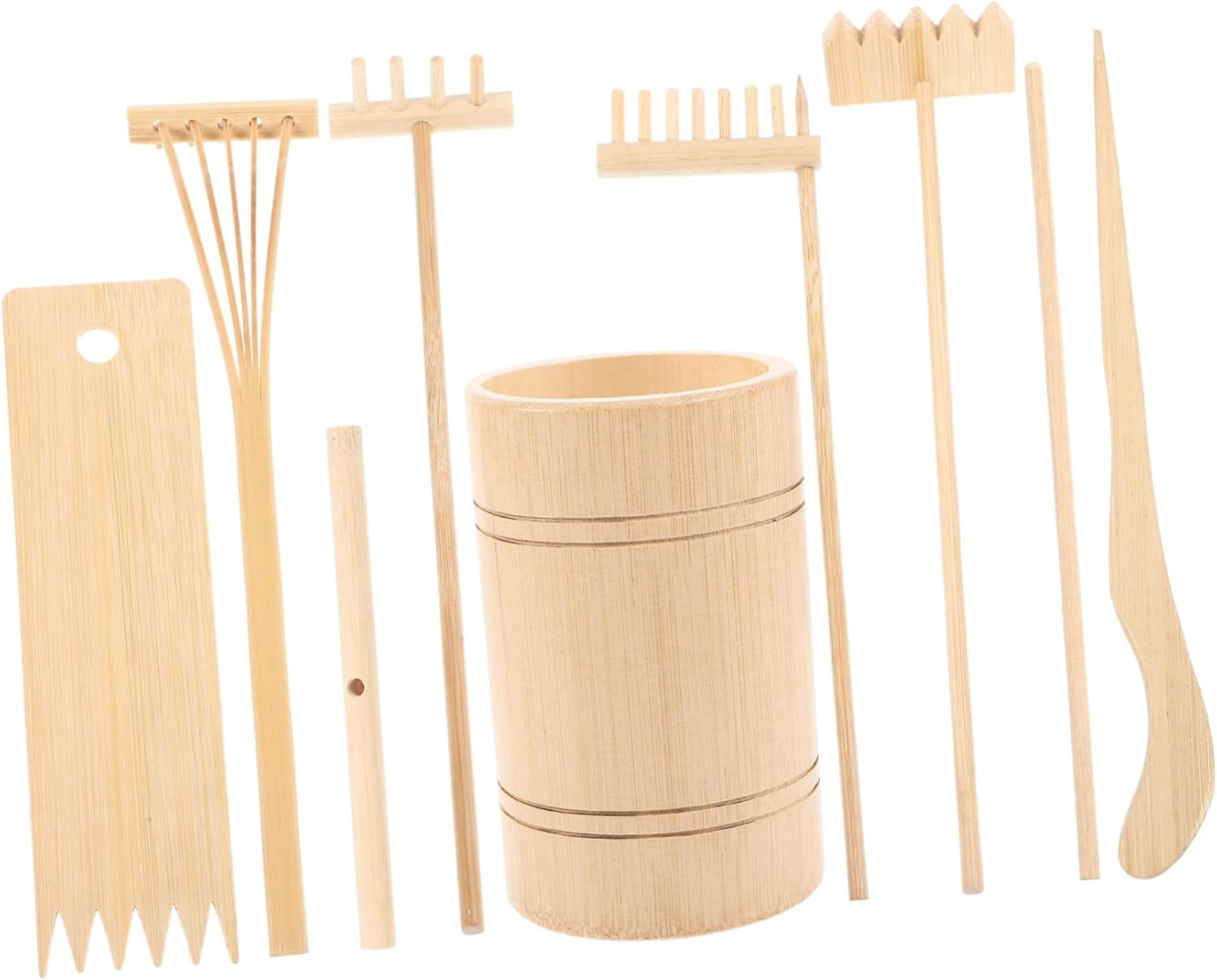 Wellsay 7-Piece Mini Garden Tool Set Zen Garden Rake Mini Hoe Tine Tool ...