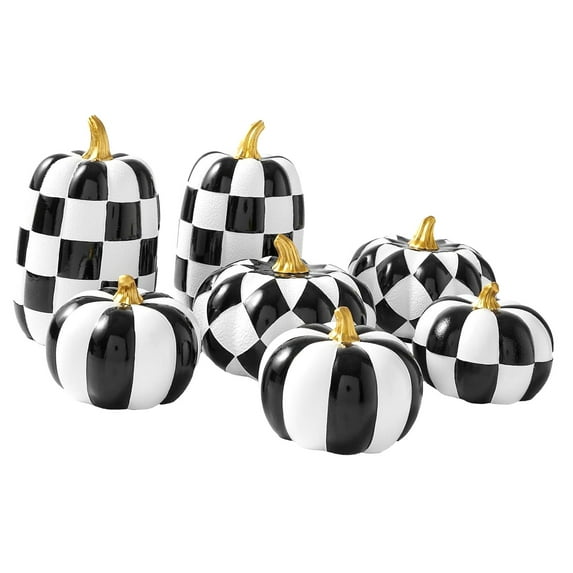 Wellsay 7-Piece Pumpkins and White Fall Decor Thanksgiving Faux ...