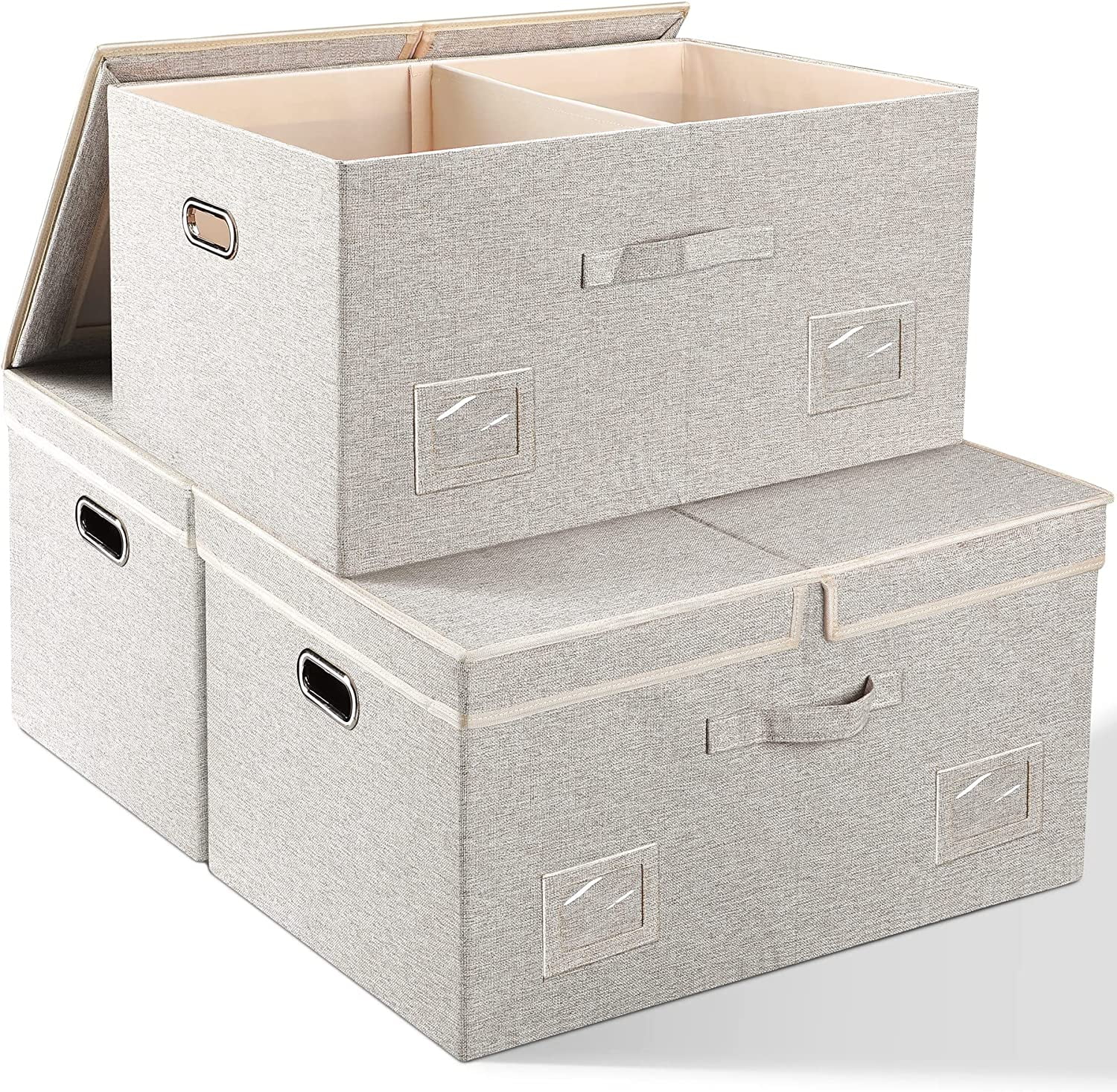 Wellsay 75 Quarts Extra Large Decorative Storage Bins with Lids, 3 ...
