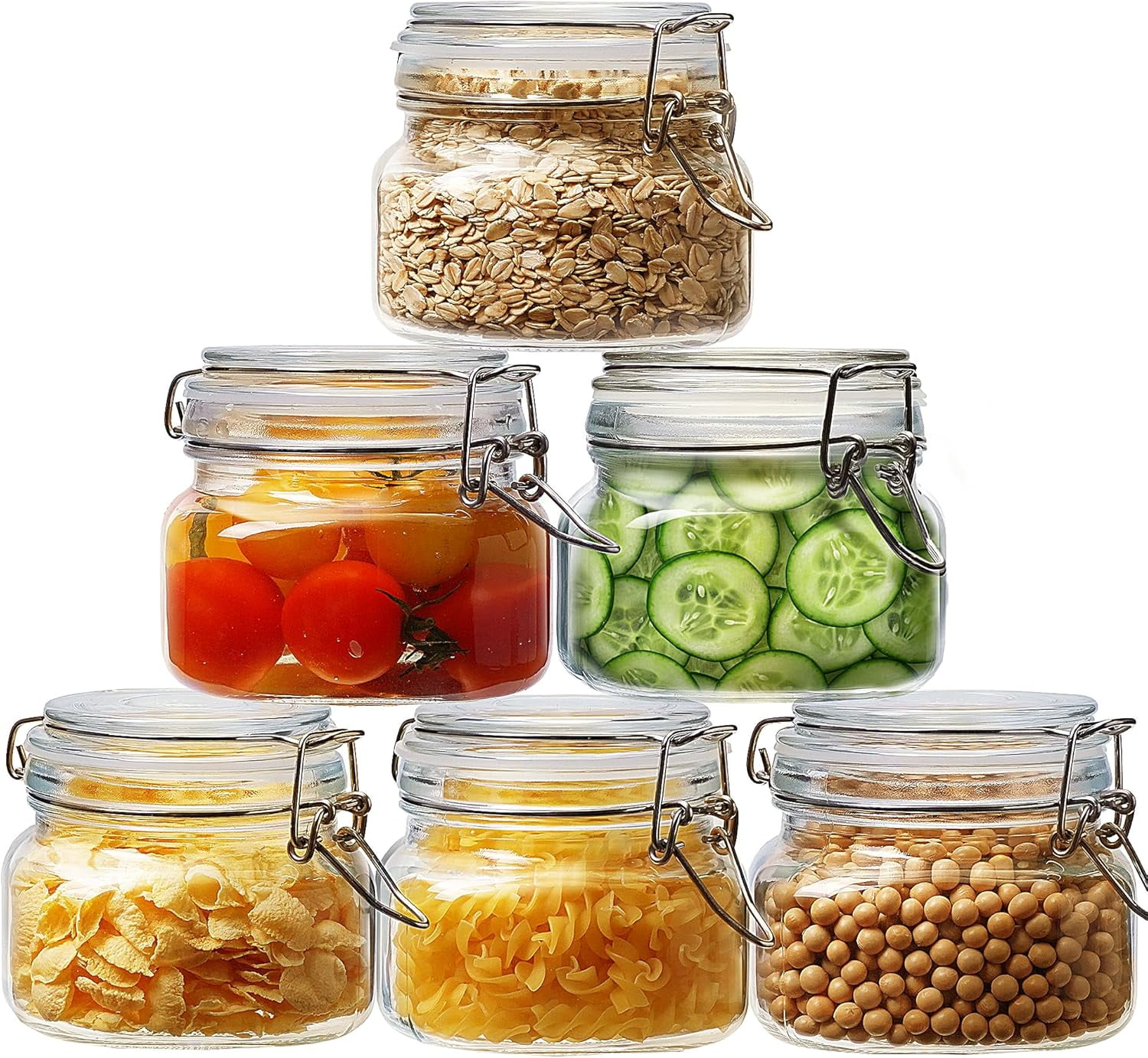 Wellsay 78oz - 3 Pack Square Glass Jars with Airtight Lid, Wide Mouth ...