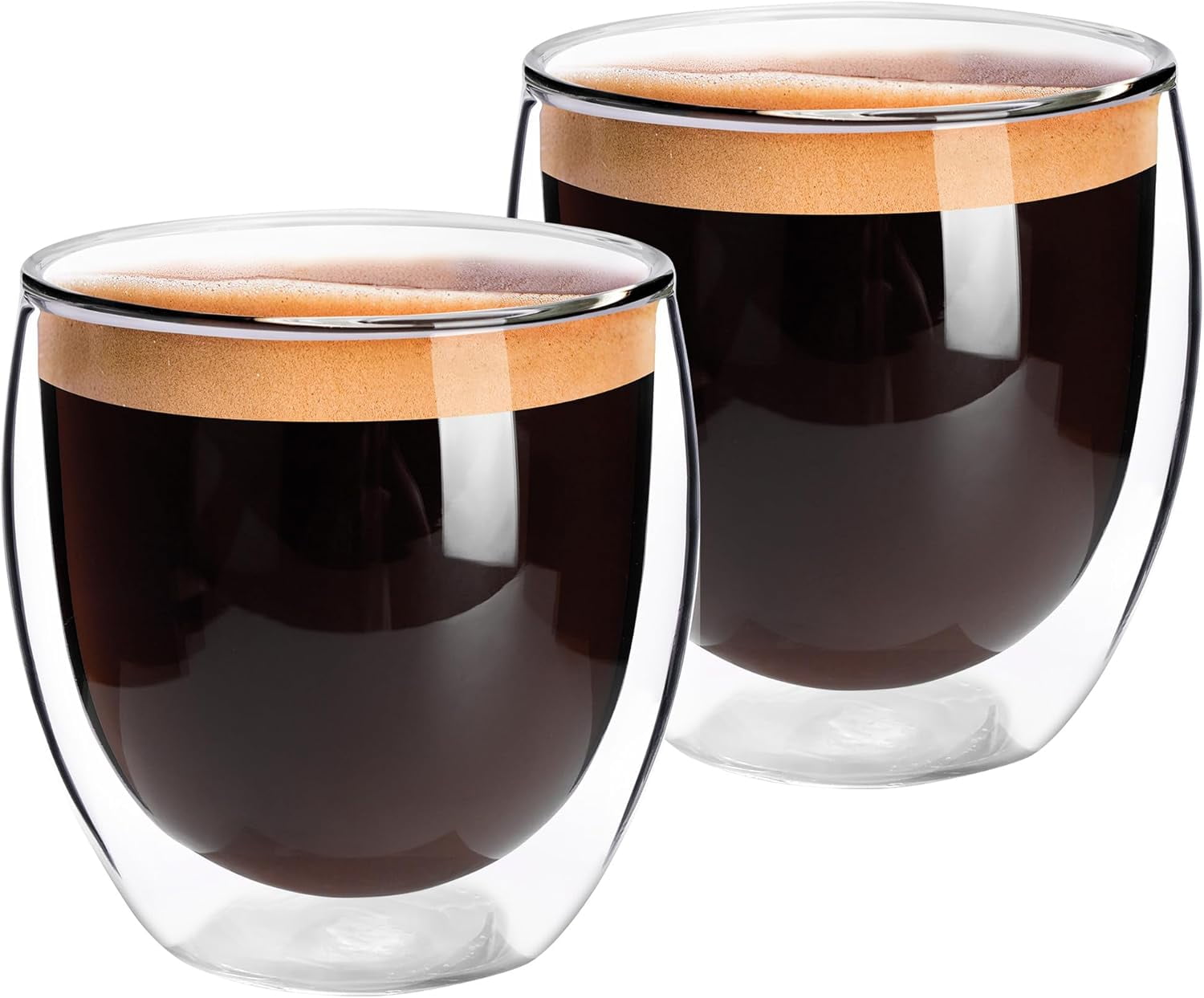 Wellsay 8 Oz Cofffe Cups Set of 2, Double Walled Glass Expresso Shots ...