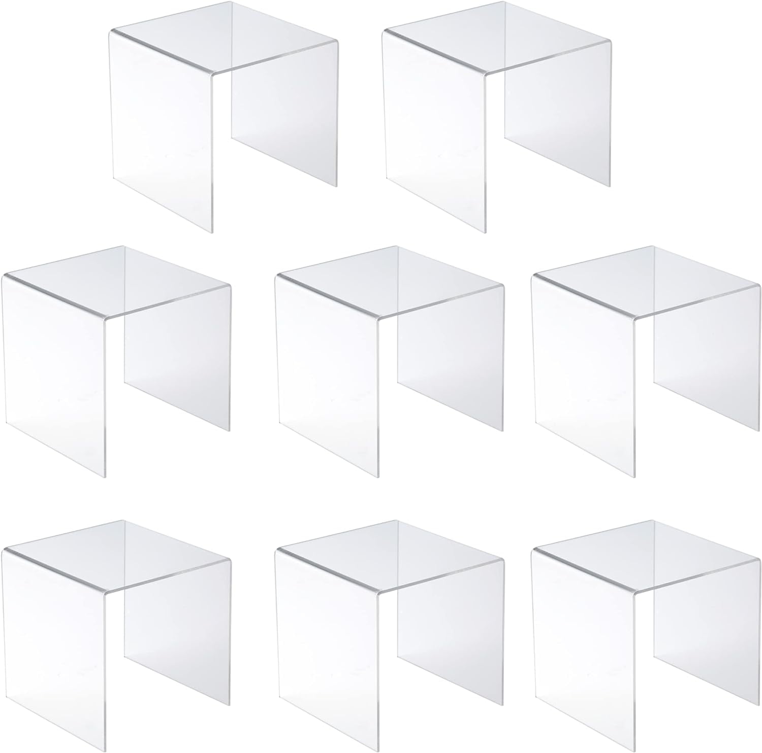 Wellsay 8 PC 6'' Clear Acrylic Risers, Acrylic Display Risers Shelf ...