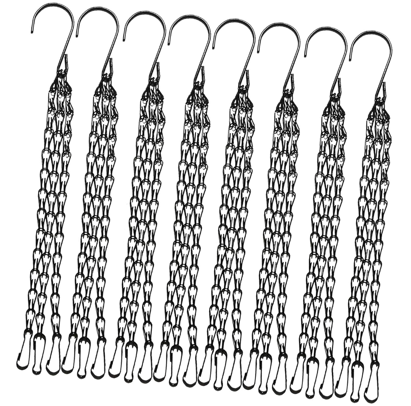 Wellsay 8 Pack 15.7（40cm） Inch Hanging Basket Chains 3 Point Black ...