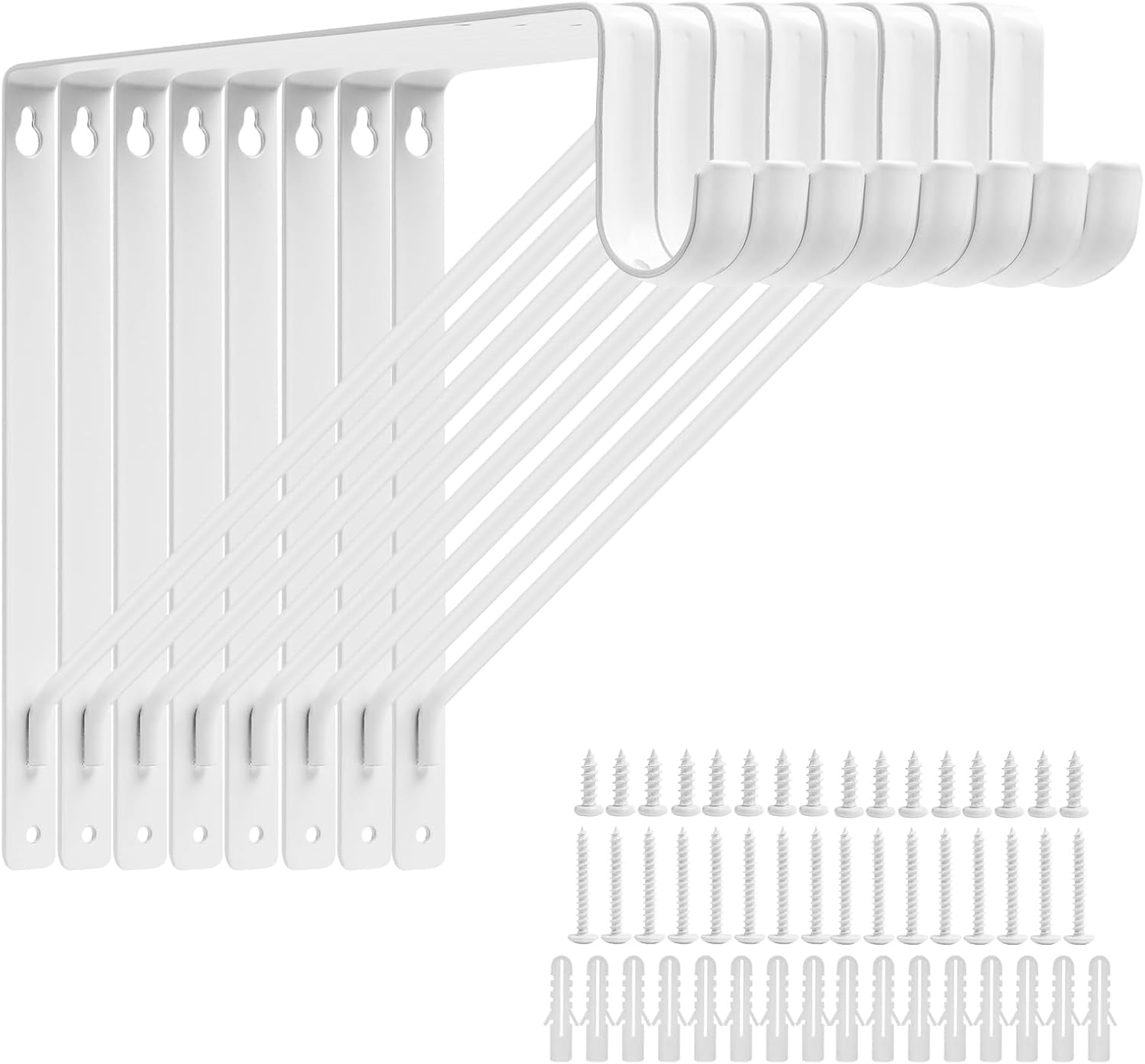 Wellsay 8 Pack Heavy Duty Closet Shelf & Rod Bracket, White Closet ...