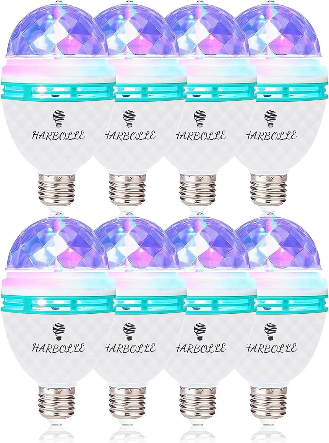 Wellsay 8 Pack RGB Color Rotating Bulb,E26/E27,LED Party Bulbs Colored Strobe Light Bulb Multi ...