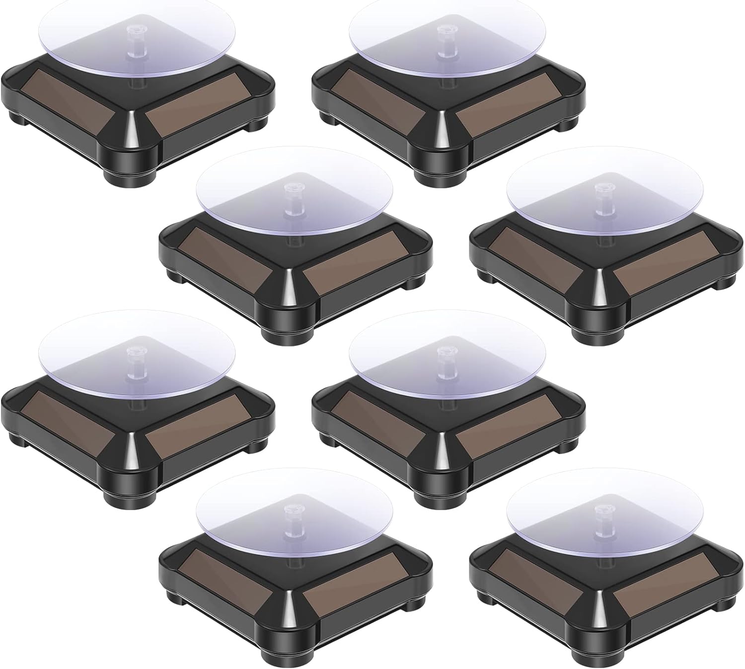 Wellsay 8 Pcs Solar Rotating Stand Turntable Battery Powered Double Use ...