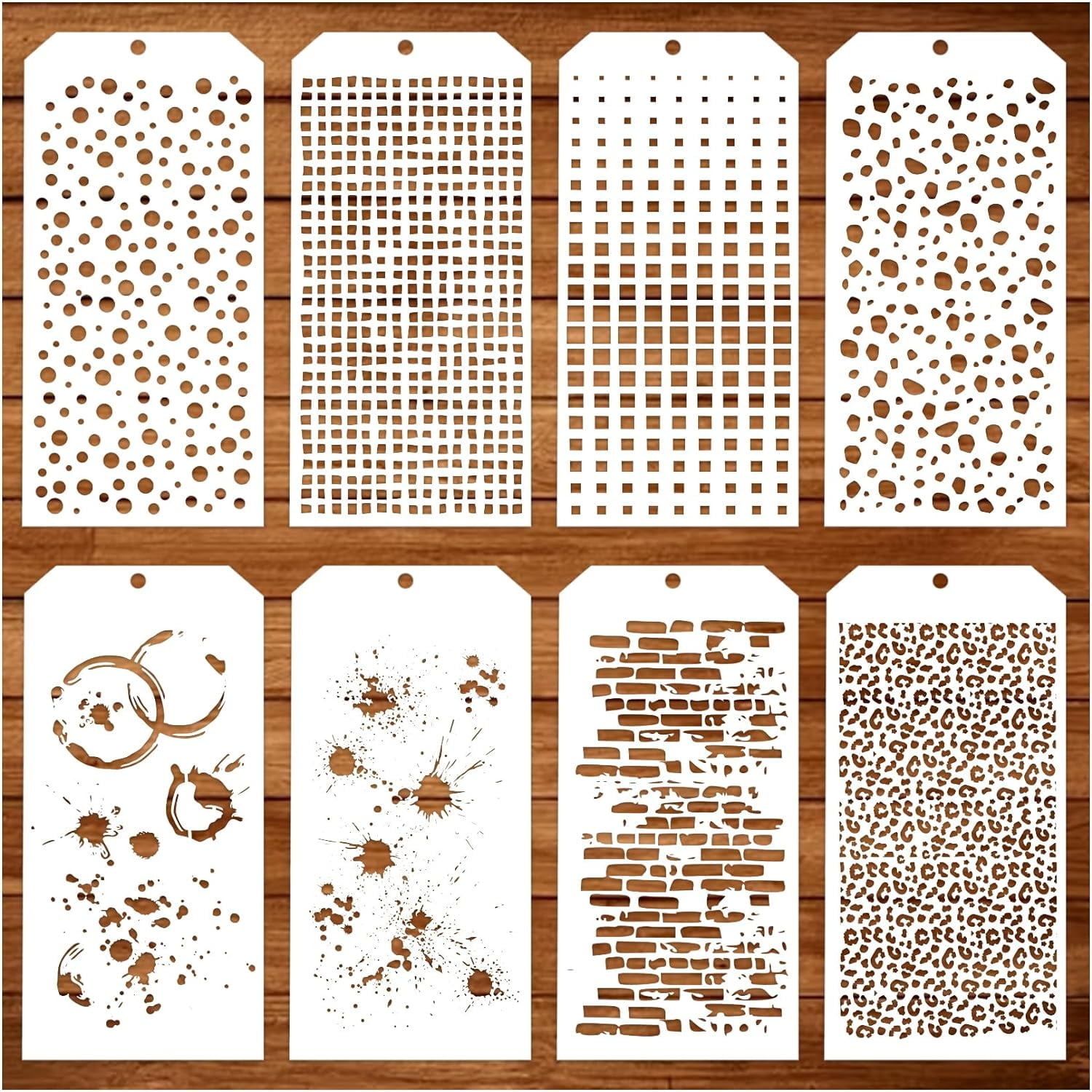 Wellsay 8 Pieces Stencils for Crafts Polka Dot Brick Layering Stencils ...