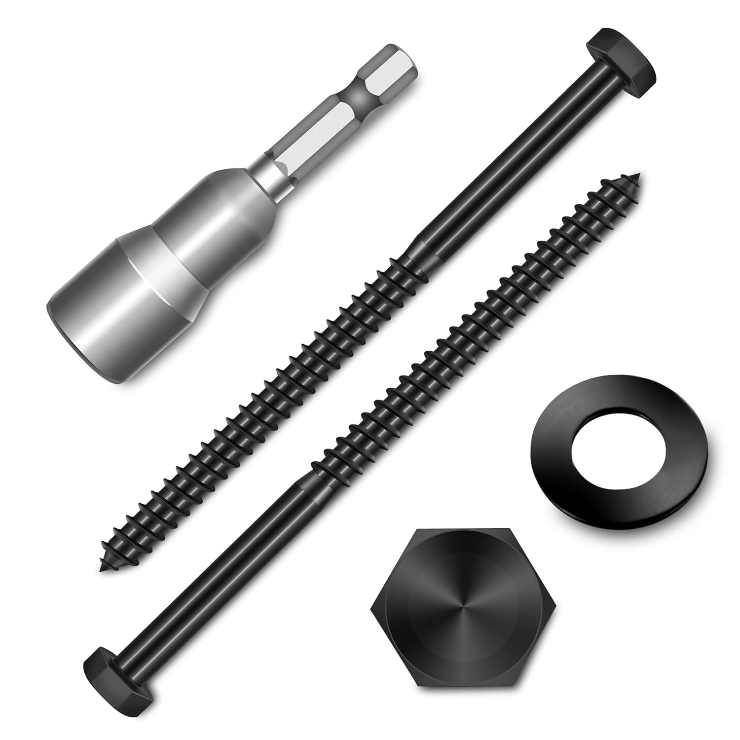 Wellsay (8-Set) 3/8 x 6 Lag Bolts, Stainless Steel Heavy Duty Hex Head ...