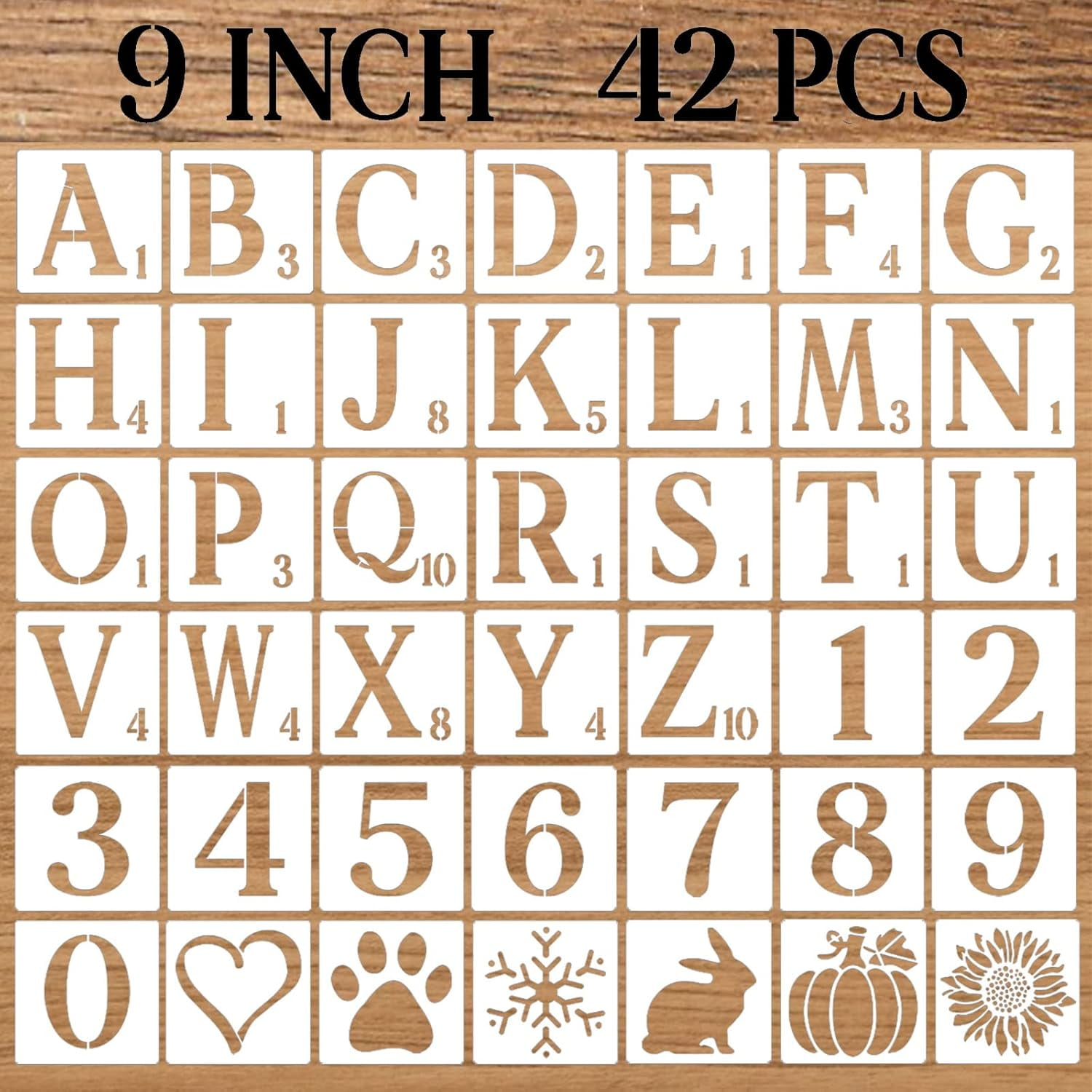 Wellsay 9 Inch Letter Stencils Numbers Craft Stencils, 42 Pcs Reusable ...
