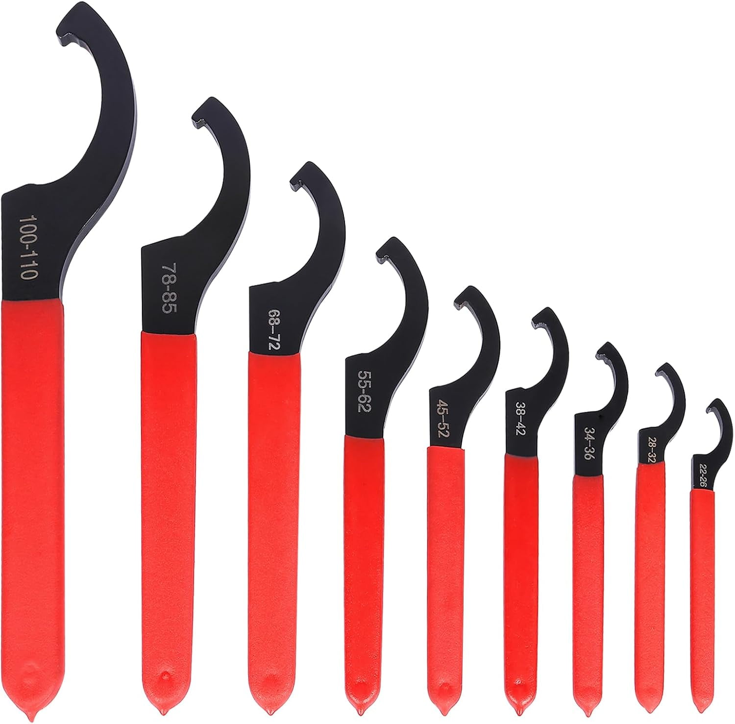 Wellsay 9 Pack Spanner Wrench Set, C-Shape, Steel, 22-110mm, Shock ...