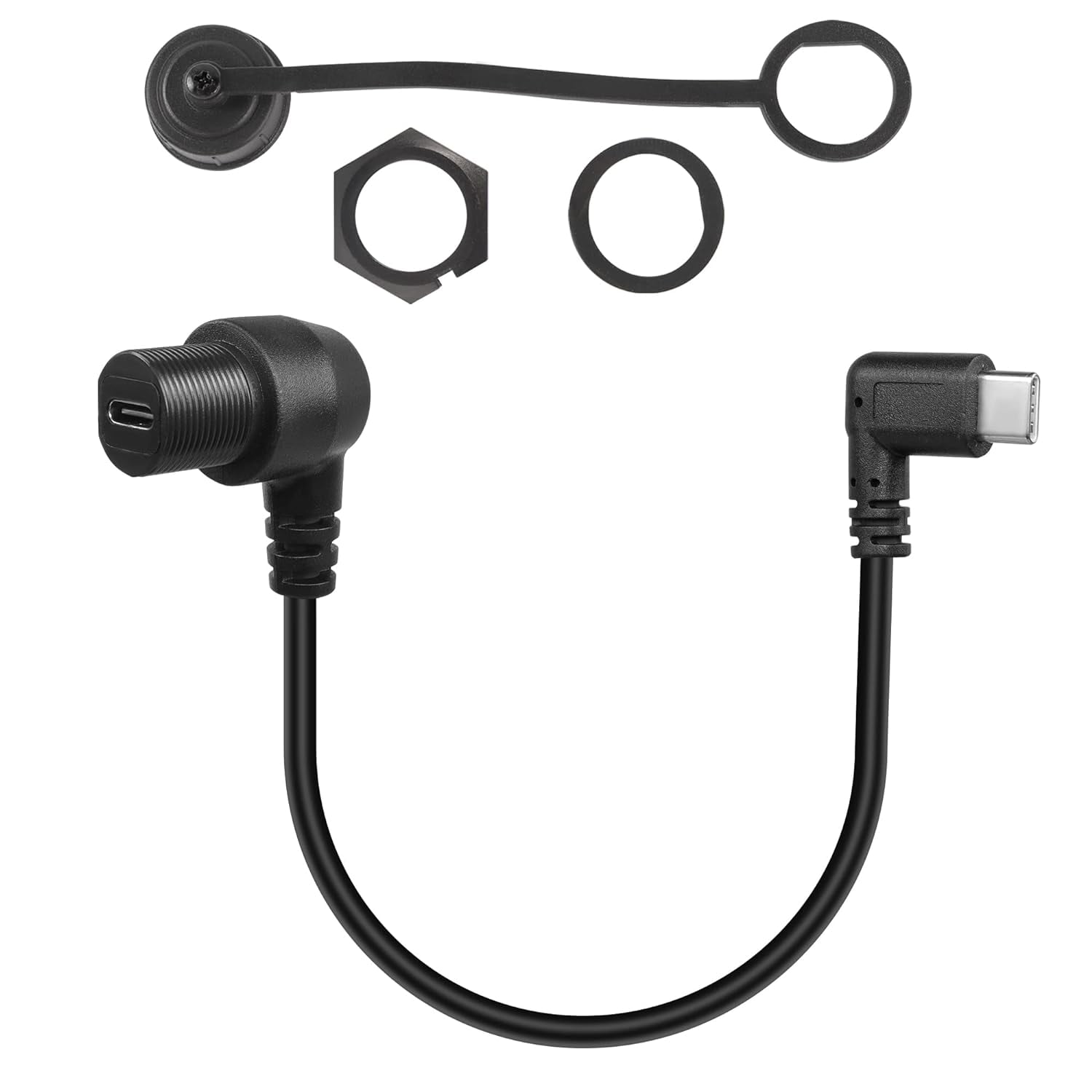 Wellsay 90 D Angle USB C Flush Panel Mount Cable USB Type C 2.0 Female ...