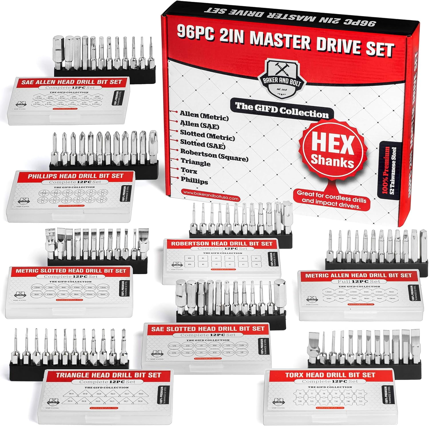 Wellsay 96pc Master Screwdriver Bit Set- Full Driver Set- , Robertson ...