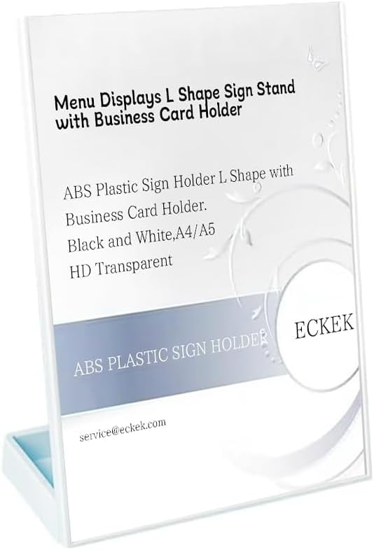 Wellsay ABS Plastic Sign Holder, Menu Displays L Shape Sign Stand with ...