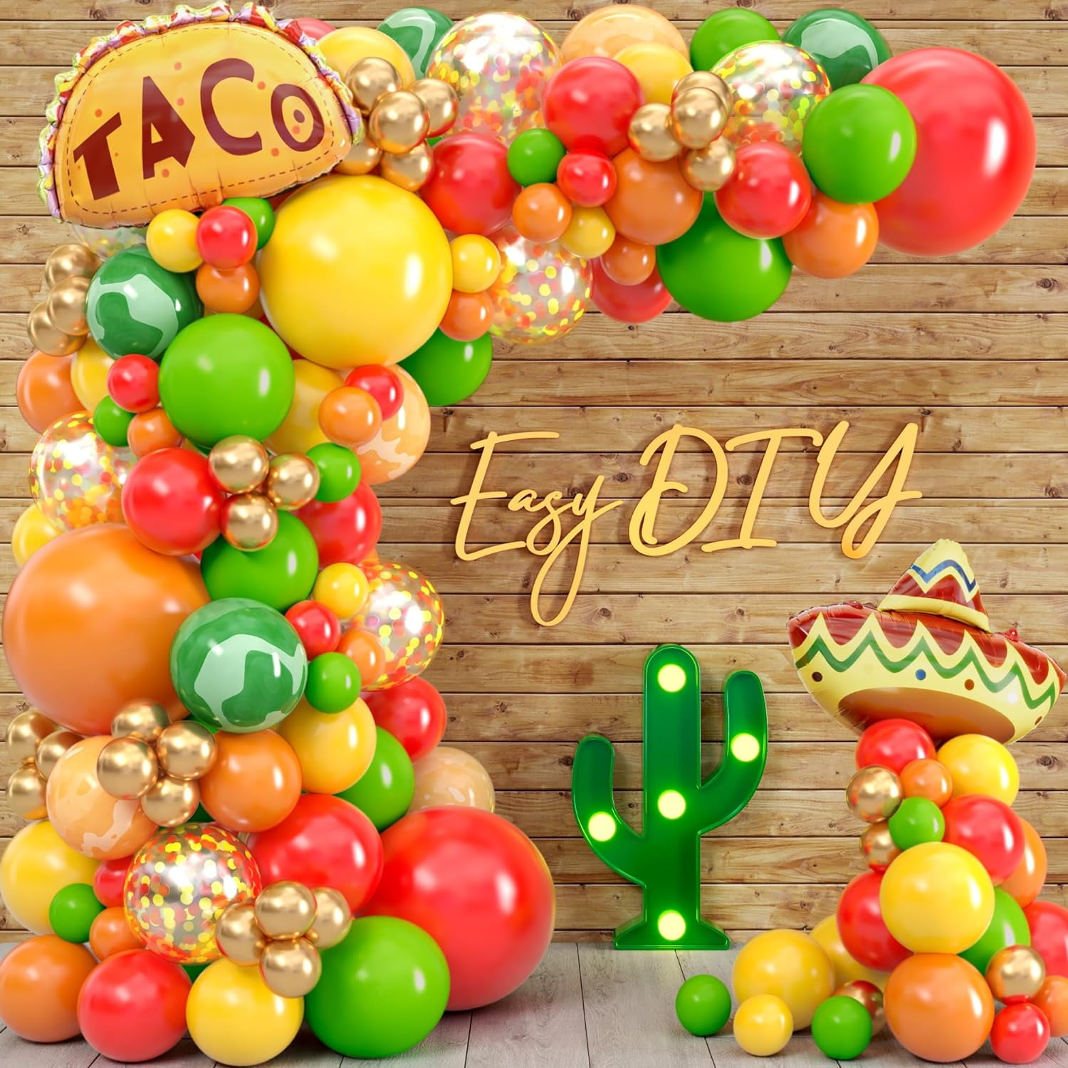 Wellsay ALL-IN-1 Mexican Balloons Arch Kit & Garland with BONUS Taco ...