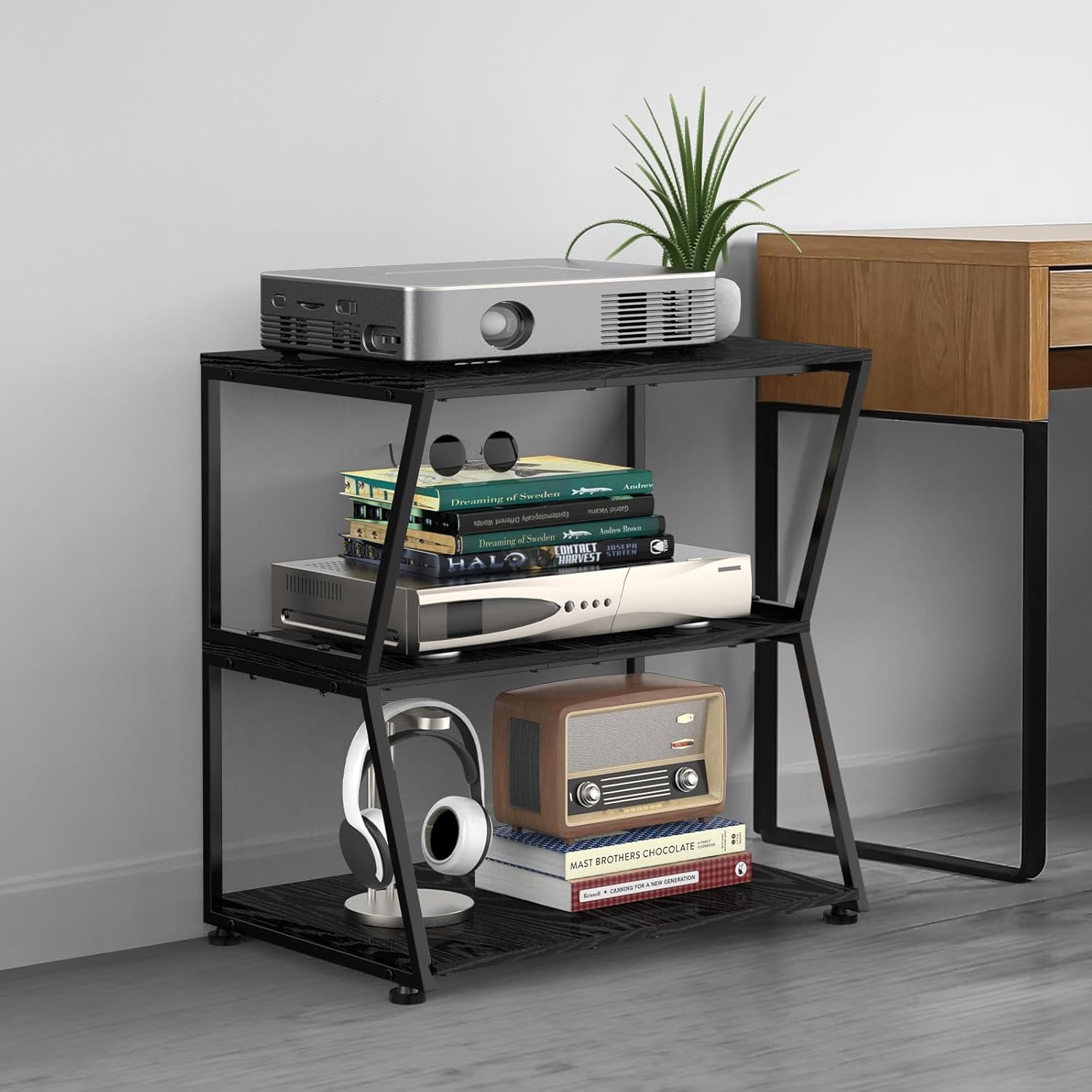 Wellsay AV Media Stand,3-Tier Console Stand,Stereo Racks with Storage ...