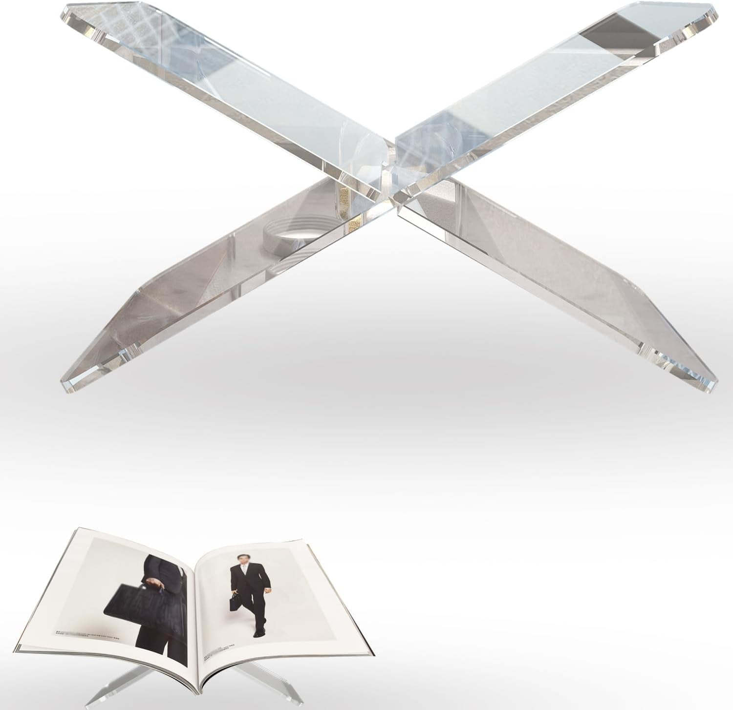 Wellsay Acrylic Book Stand, Magazine Display Rack,Modern Clear Holder ...